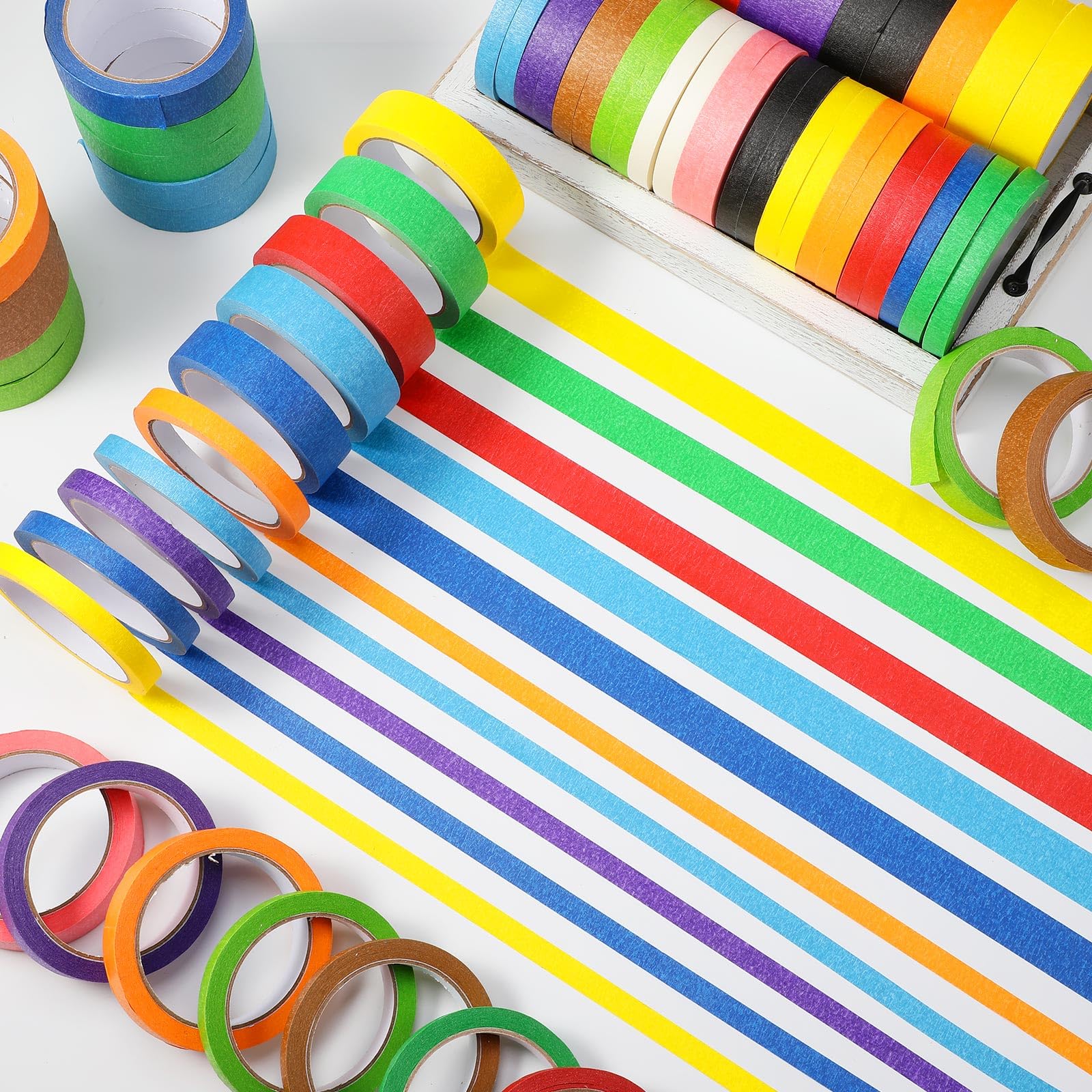 Yeaqee 72 Rolls Colored Masking Tape Includes 2376 Feet x 1 Inch and ...