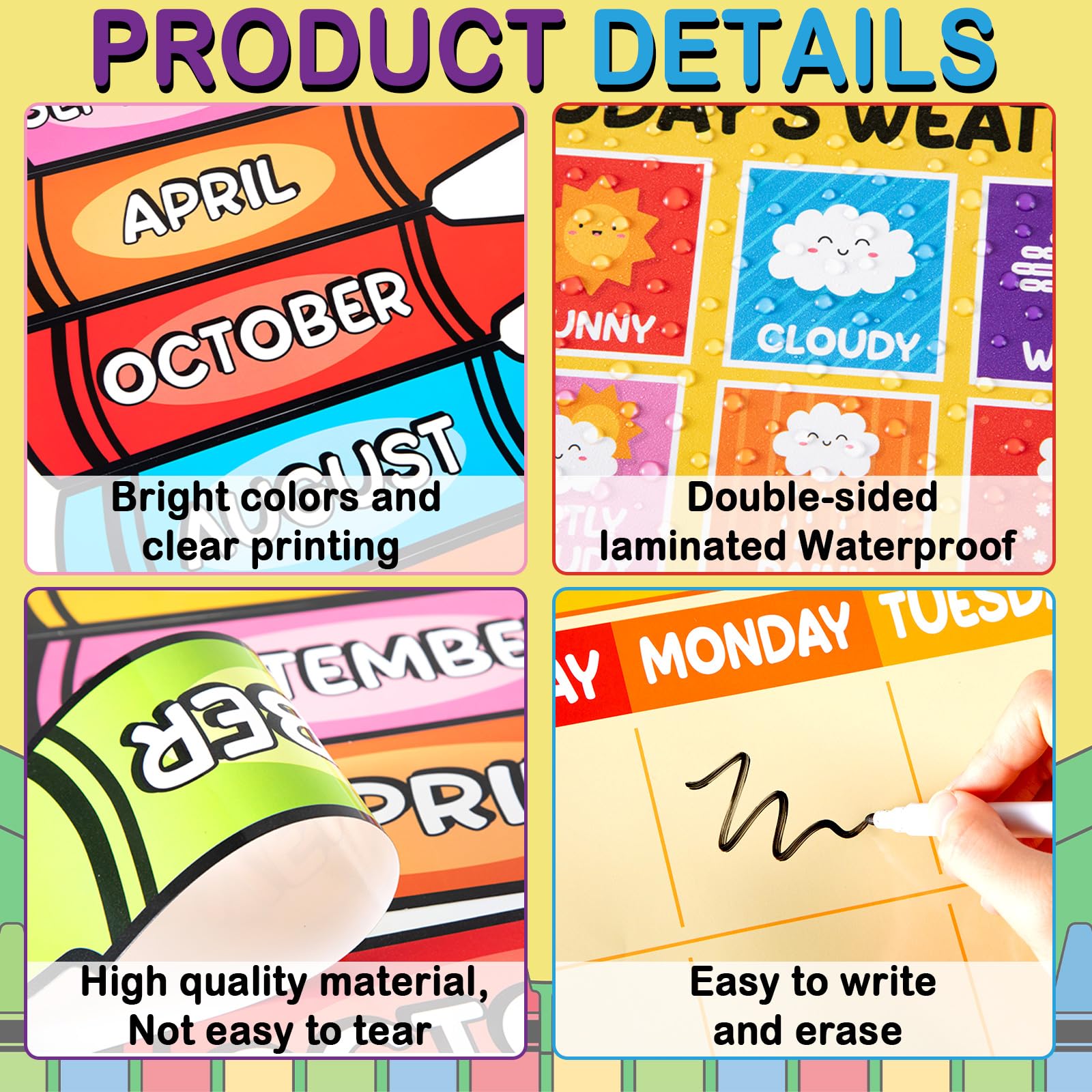 Snapklik.com : Colorful Crayon Calendar Bulletin Board Set Crayons CTP ...