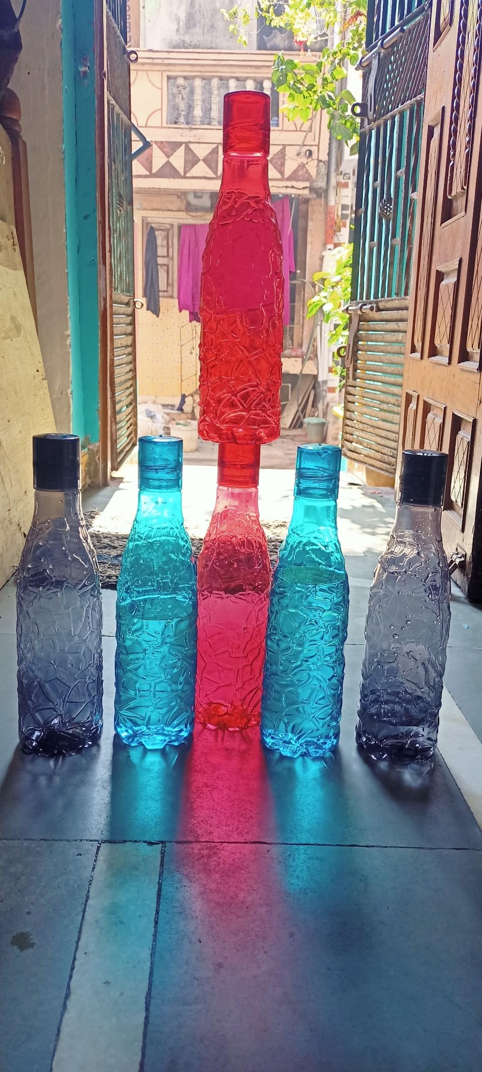 RABBY Round Plastic Bottle Set, 1 Litre, Set of 6, Assorted : Amazon.in ...