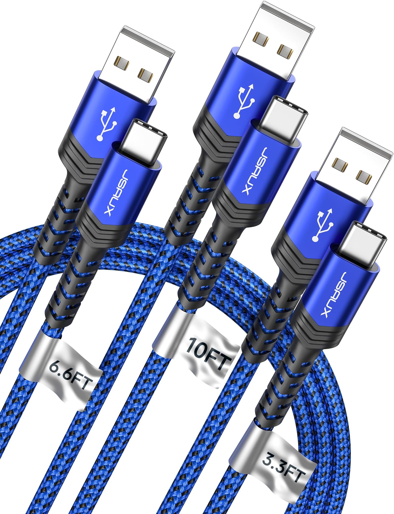 Amazon.com: JSAUX USB-C Cable Fast Charging 3-Pack(10ft+6.6ft+3.3ft ...