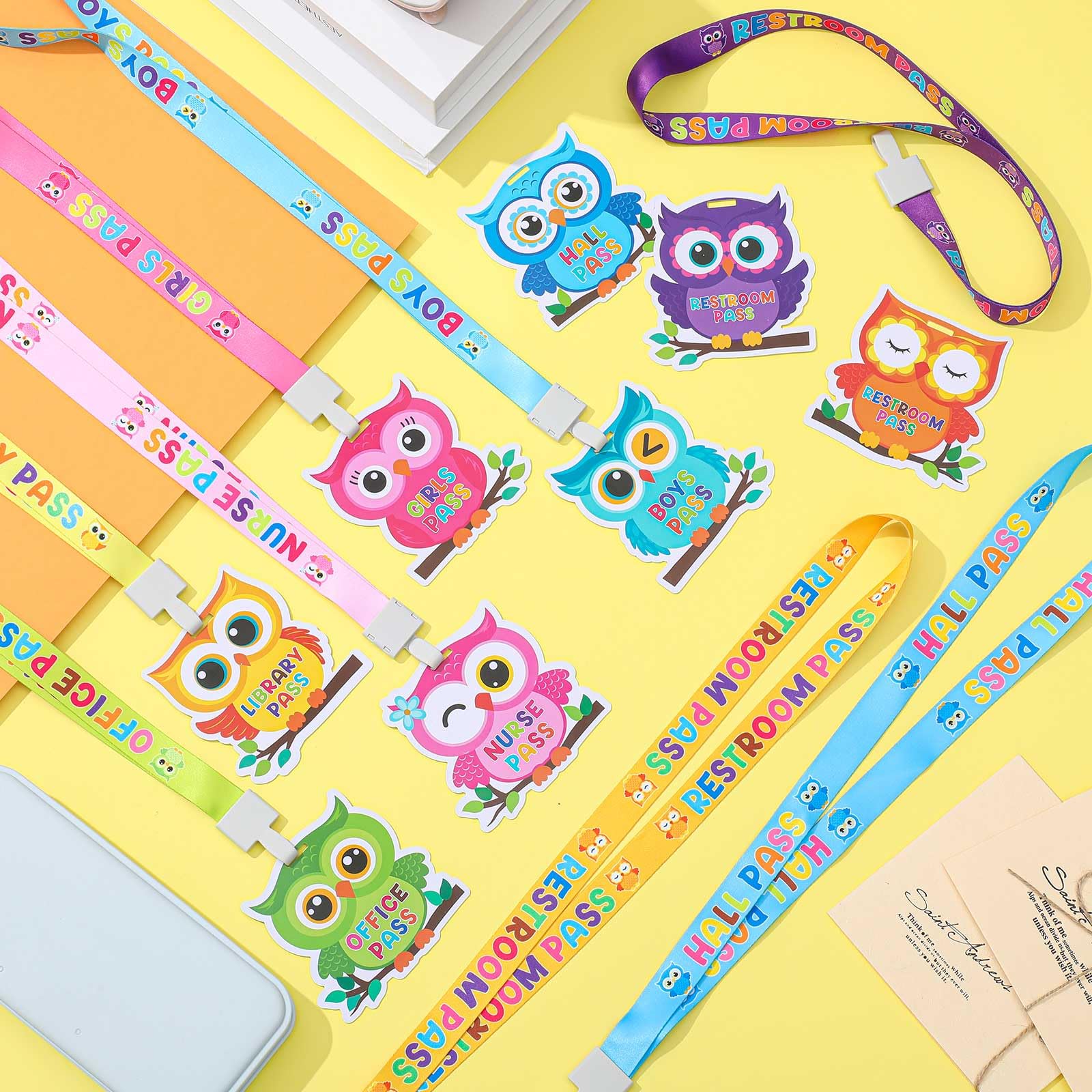 Snapklik.com : 8 Set PVC Hall Pass Lanyards Owl Unbreakable Hall School ...