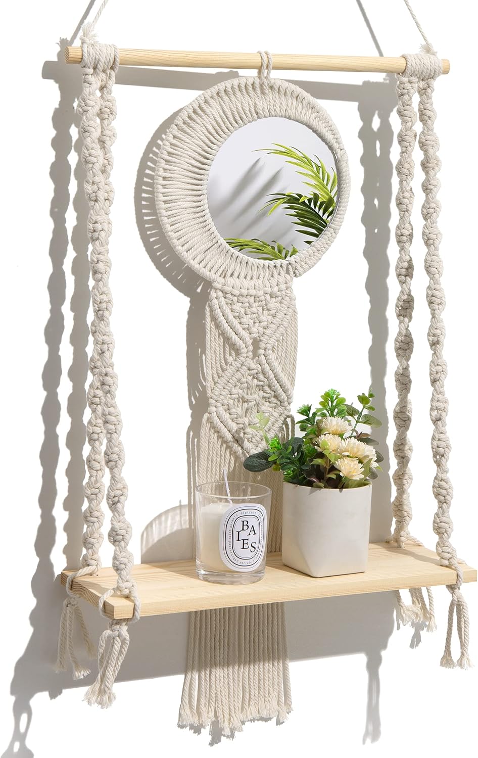 Amazon.com: Sonefreiy Macrame Wall Hanging Shelf Boho Rope Shelves with ...