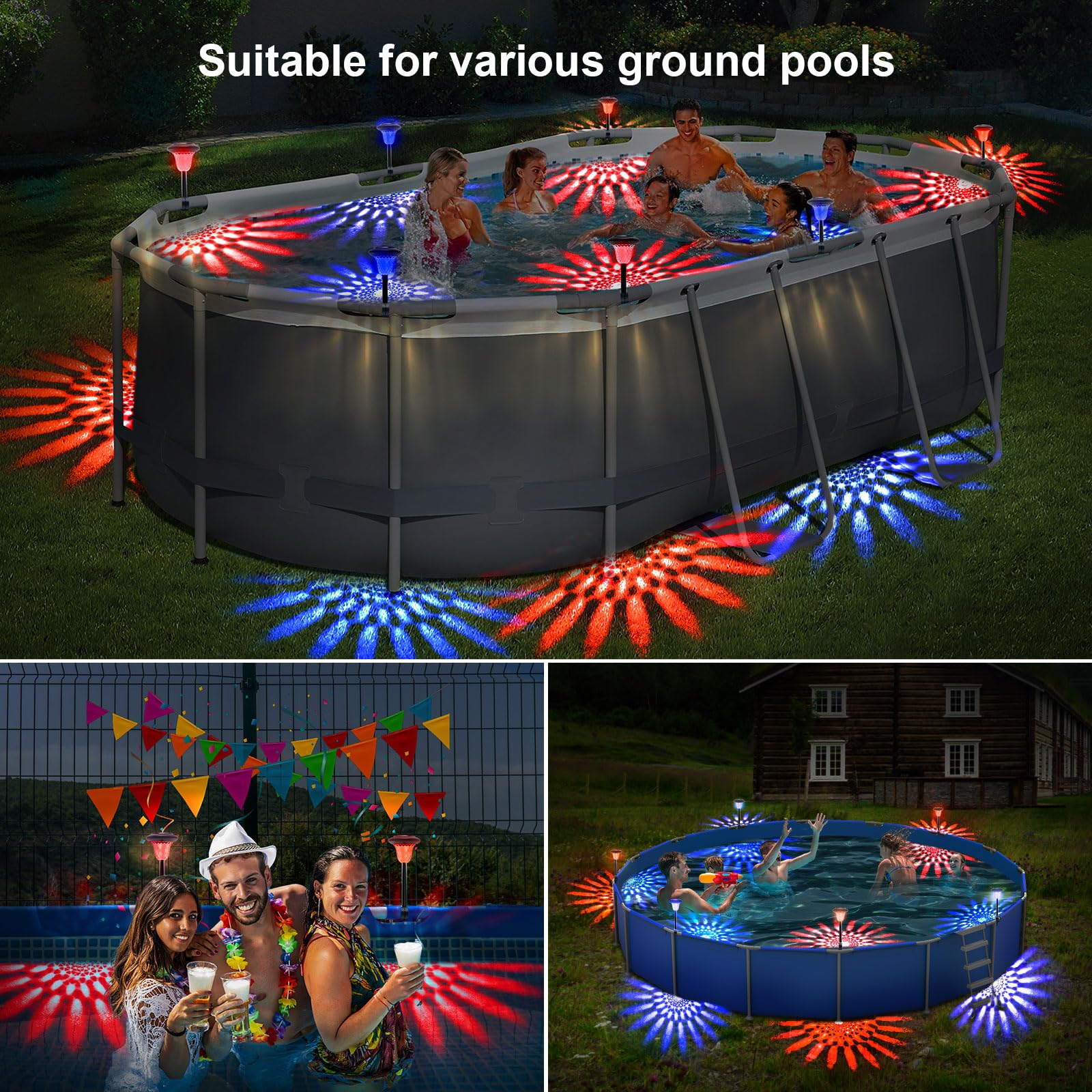 Snapklik.com : Solar Pool Lights For Above Ground Pools Waterproof ...