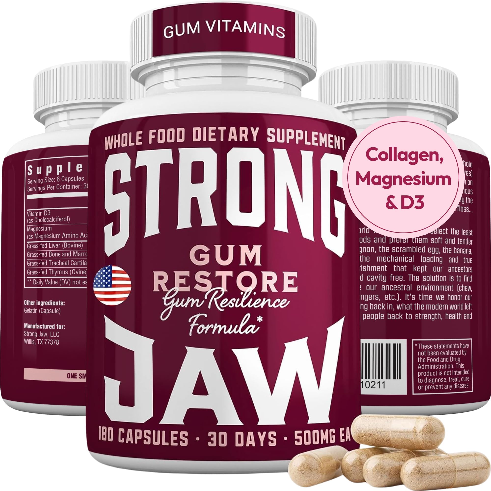 Amazon.com: Strong Jaw Gum Restore - Gum Care + Teeth Vitamins - Gum ...