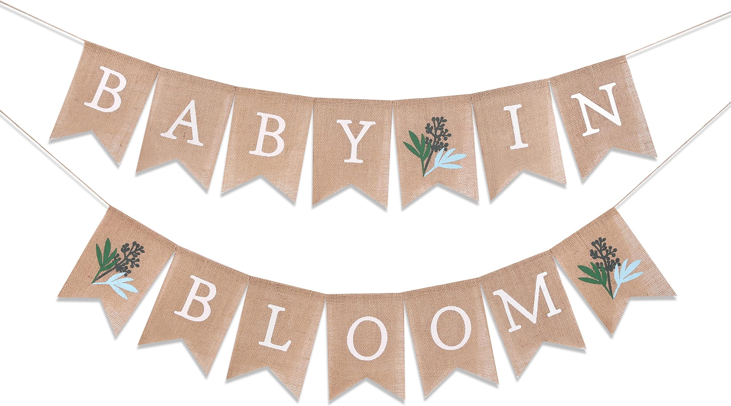 Amazon.com: Tatuo Welcome Baby Banner Greenery Banner Bunting Garland ...