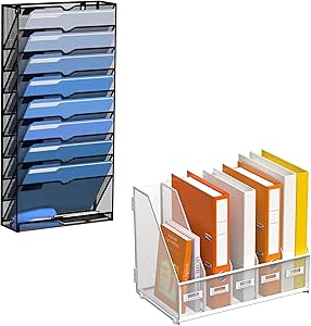 Amazon.com : DALTACK 10 Tier Black Wall File Holder & 5 Compartments ...