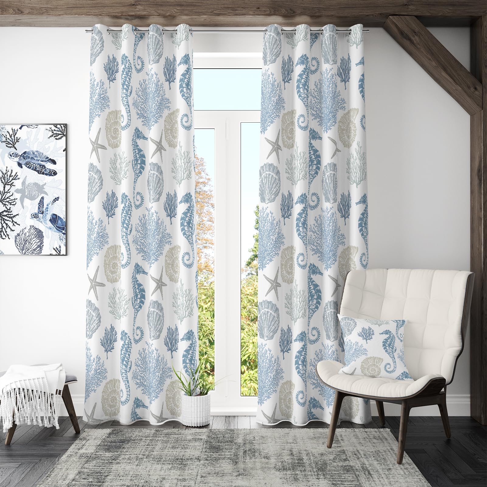 Amazon.com: weesire Nautical Coastal Curtains and Pillow Covers set ...