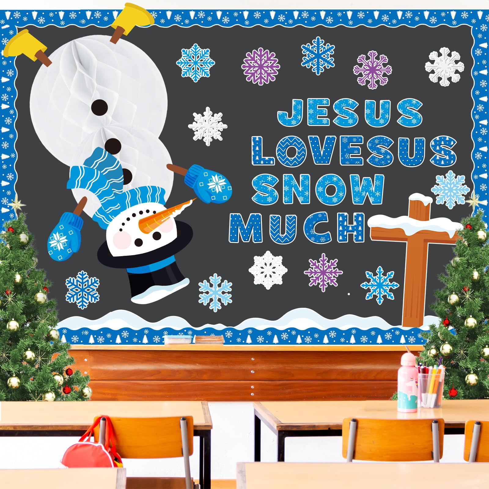 Amazon.com : Containlol 58 Pcs Winter Bulletin Board Decoration ...