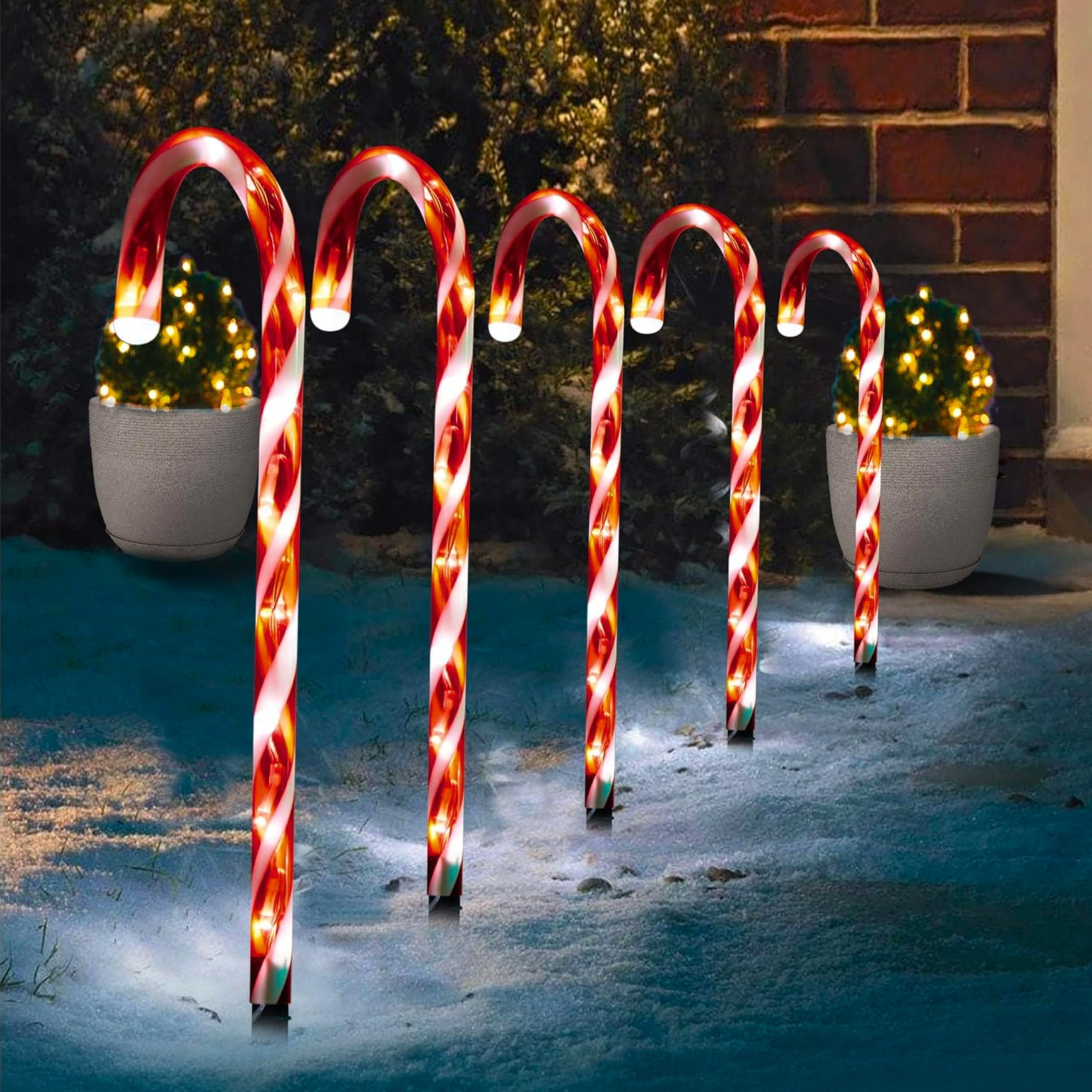 Christmas 4 Piece 73cm Candy Cane Pathway Lights with 40 LED's - Red or ...