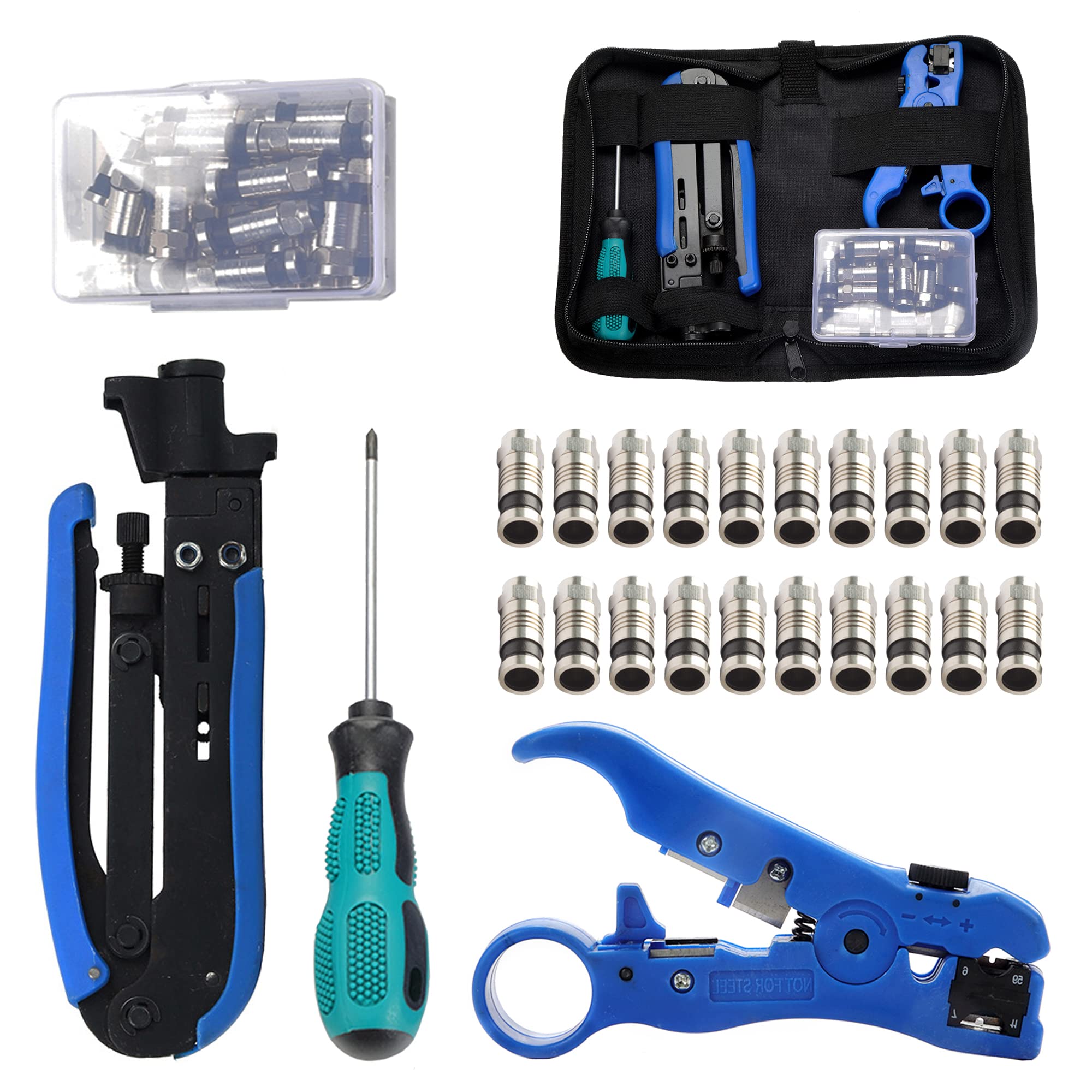 Buy TLS.eagle Coax Cable Crimper Kit Compression Tool Coax Cable ...