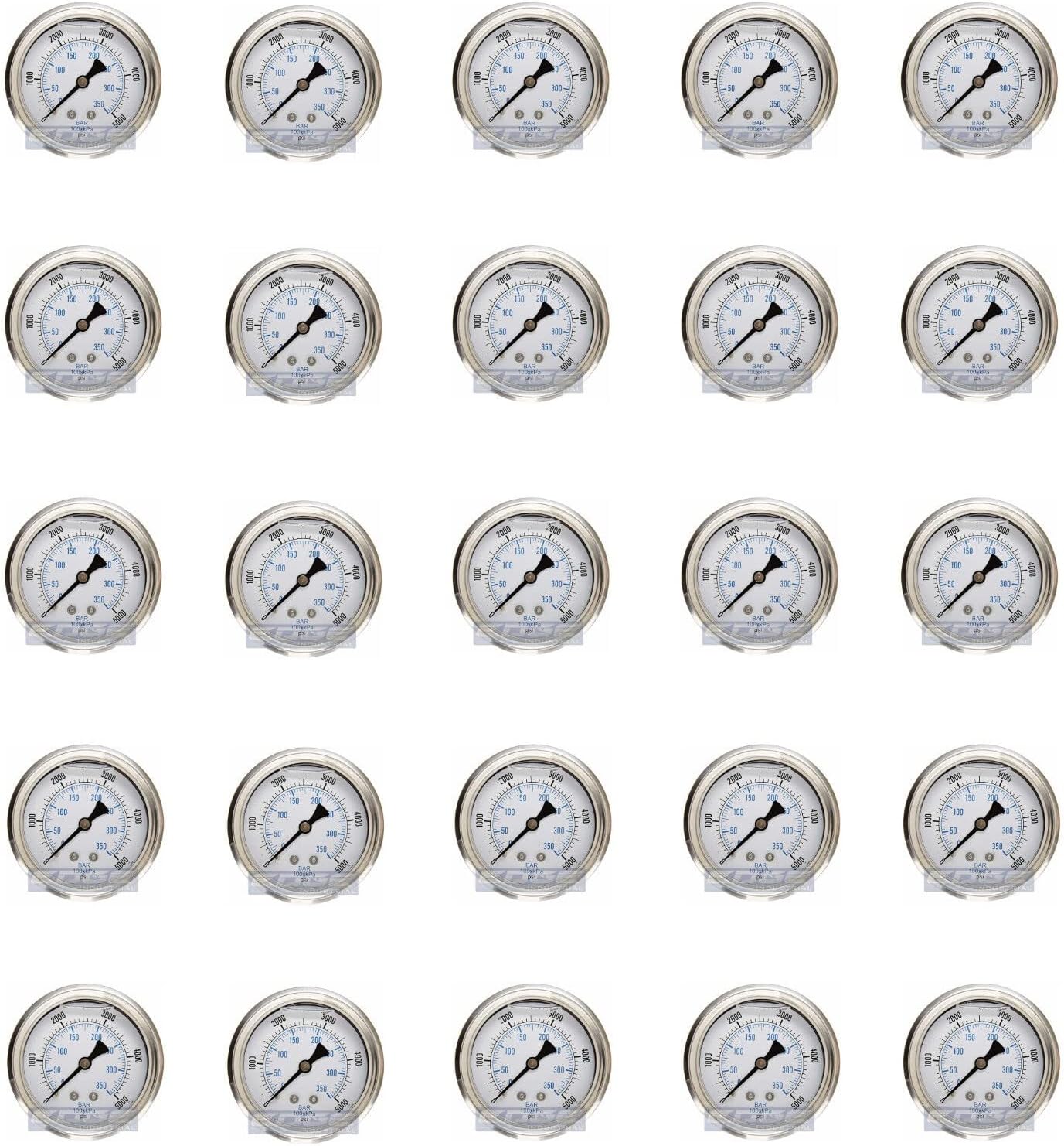 Amazon.com: ARC-POWER 25 Pack Liquid Filled Pressure GAU0-5000 PSI, 2.5 ...