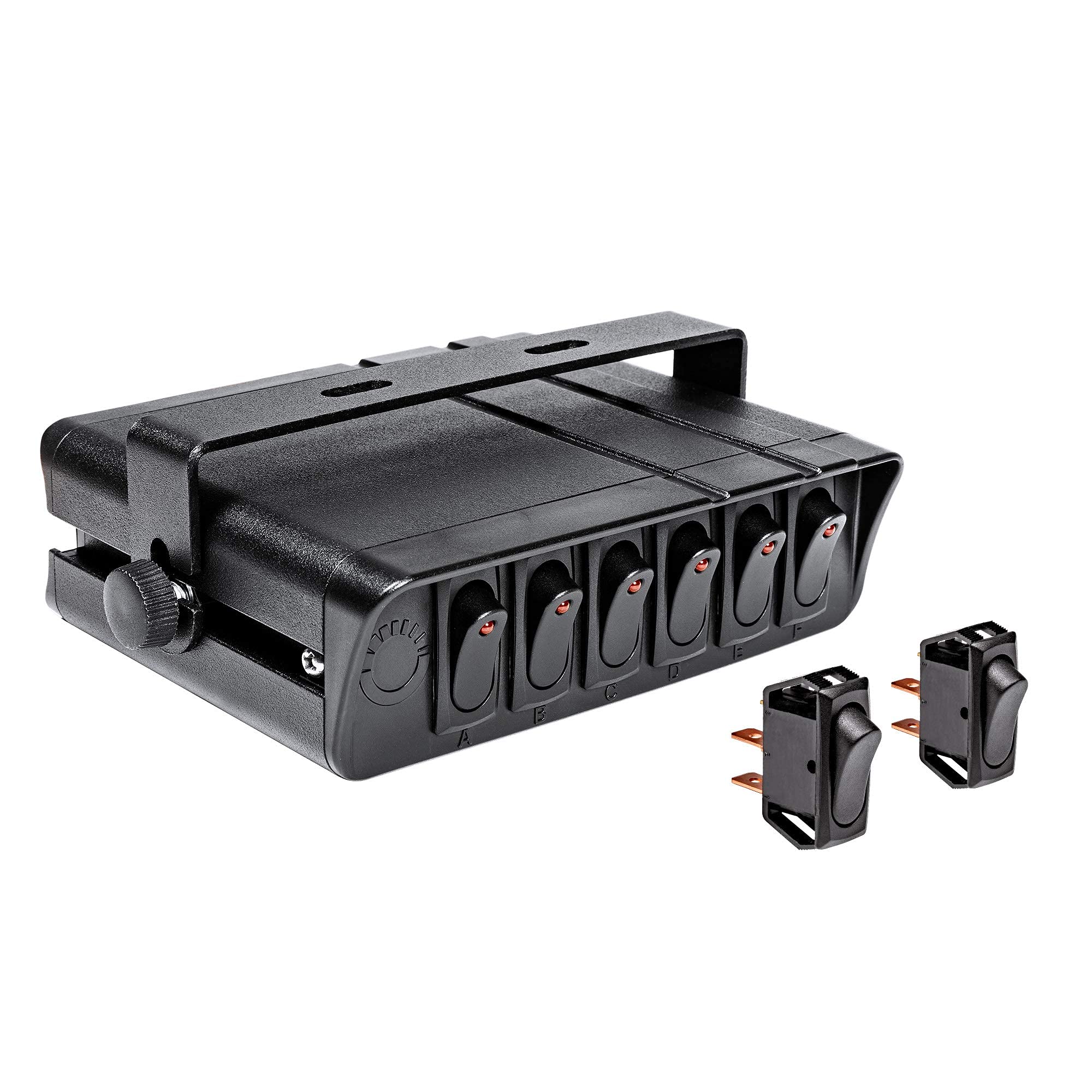 6-Gang 12V Rocker Switch Box w/Momentary Switches [40 Amp Max.] [12 AWG ...