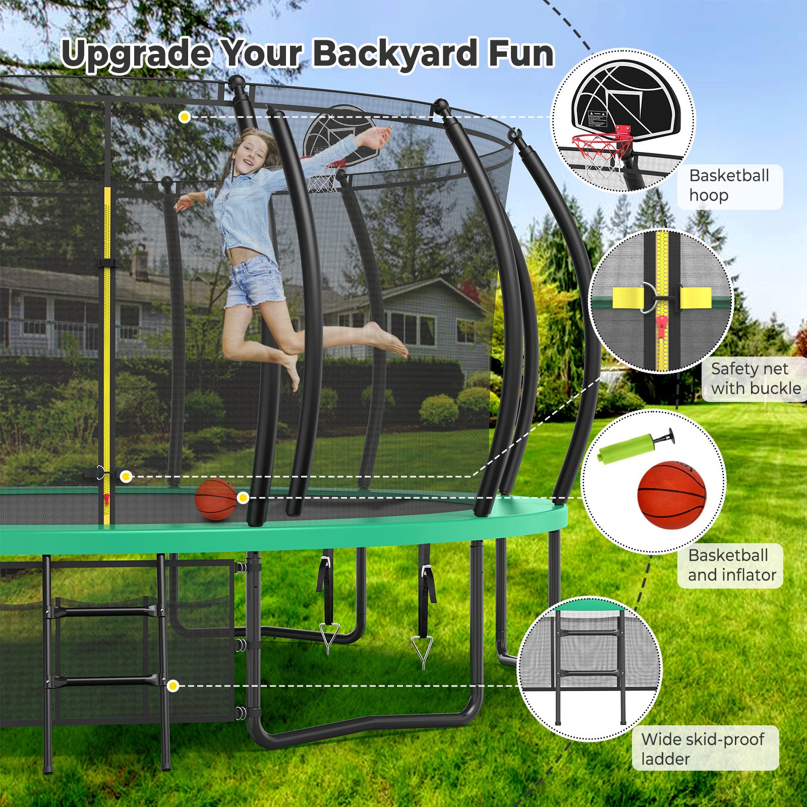 ( incomplete box 2/3) Lyromix 16FT Trampoline for Kids and Adults ...