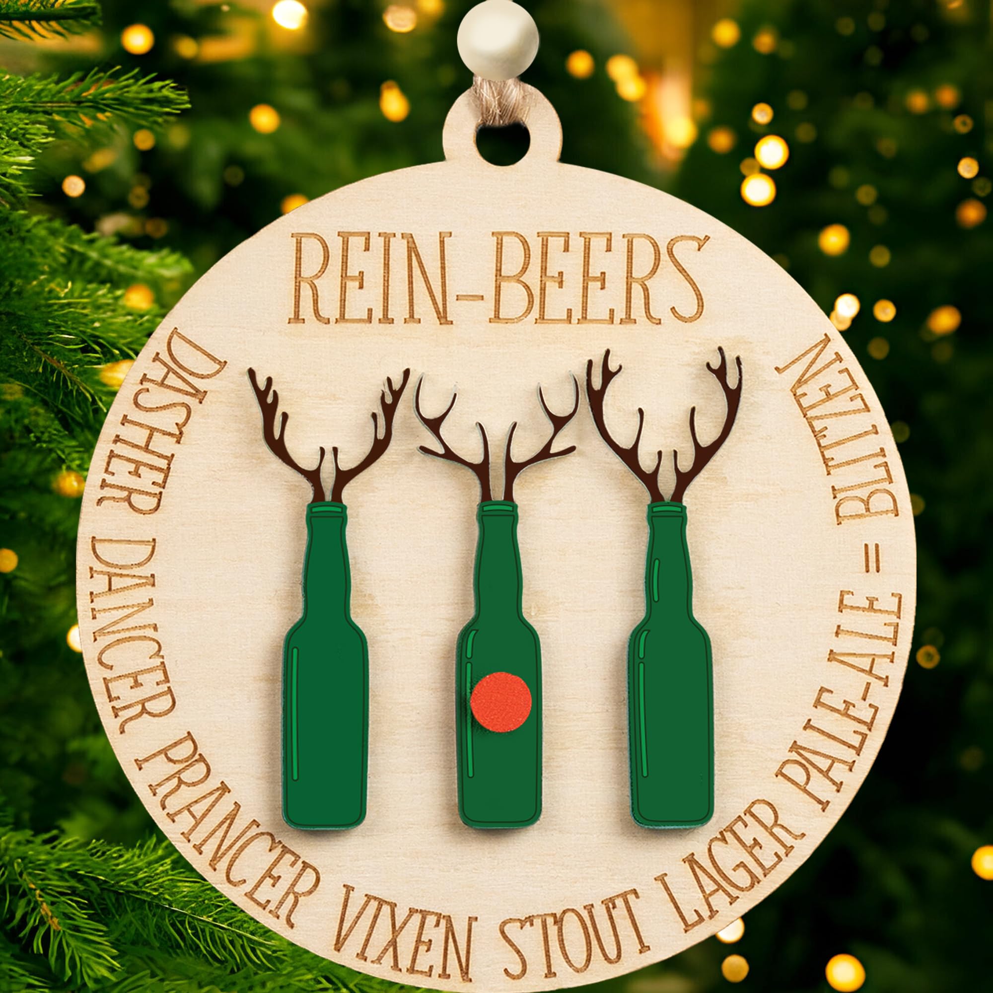 Amazon.com: Rein-Beers Christmas Ornament, Funny Wooden Ornament ...