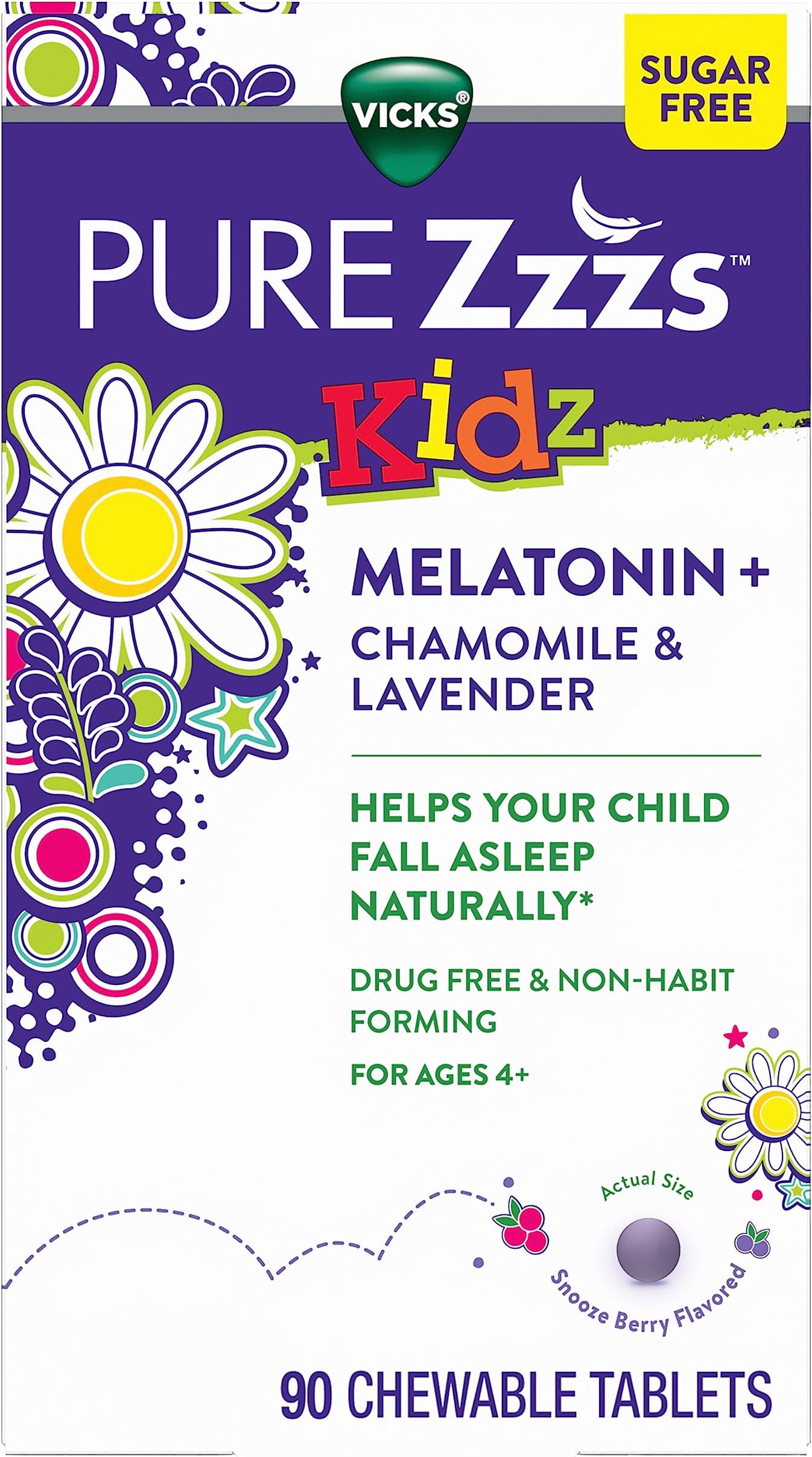 Amazon.com: VICKS PureZzzs Kidz, Melatonin Sleep Aid Chewable Tablets ...