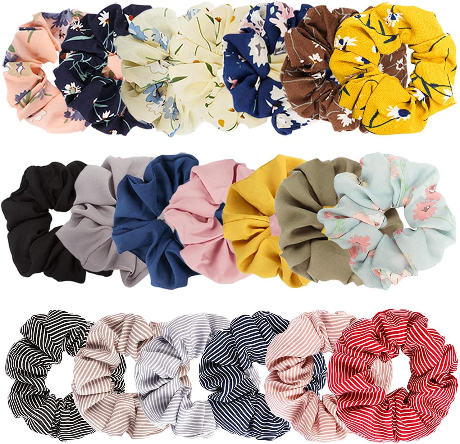 Amazon.com : 20 Pack Flower Hair Scrunchies for Women Chiffon Pattern ...