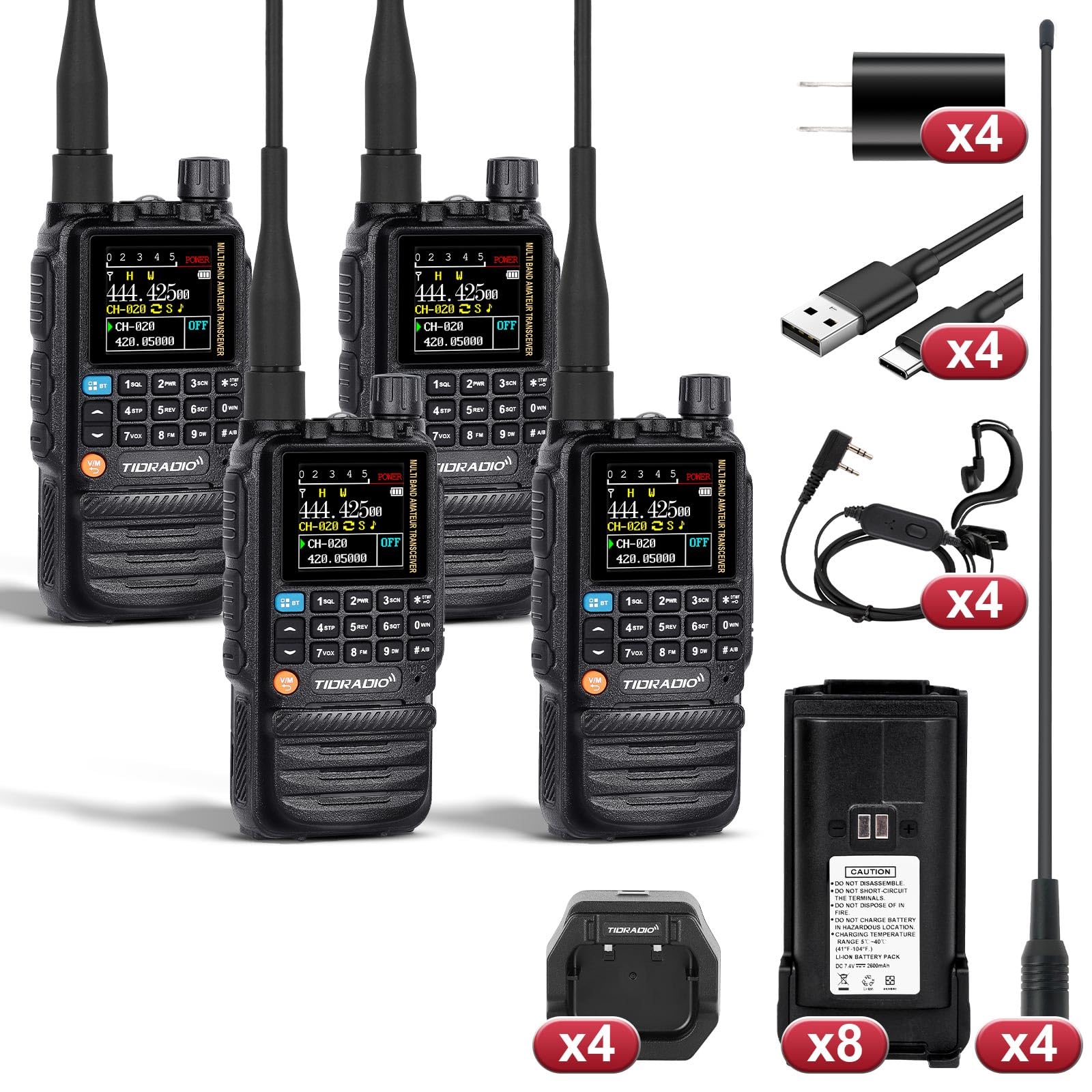 Amazon.com: TIDRADIO TD-H3 Ham Radio Handheld (4Pack) Multi-Band Long ...
