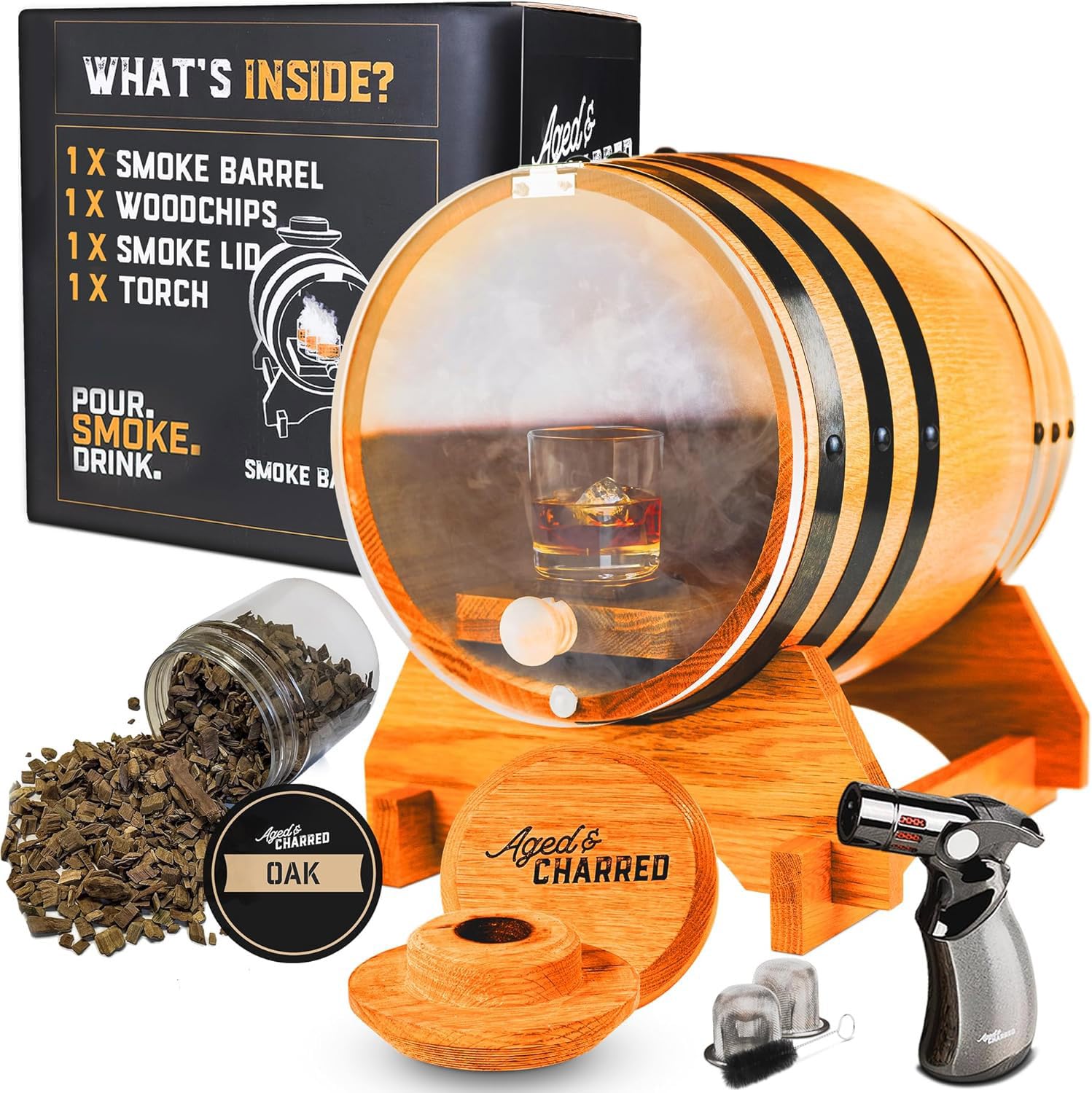 Amazon.com: Old Fashioned Bourbon Whiskey Smoker Kit - Premium Barrel ...