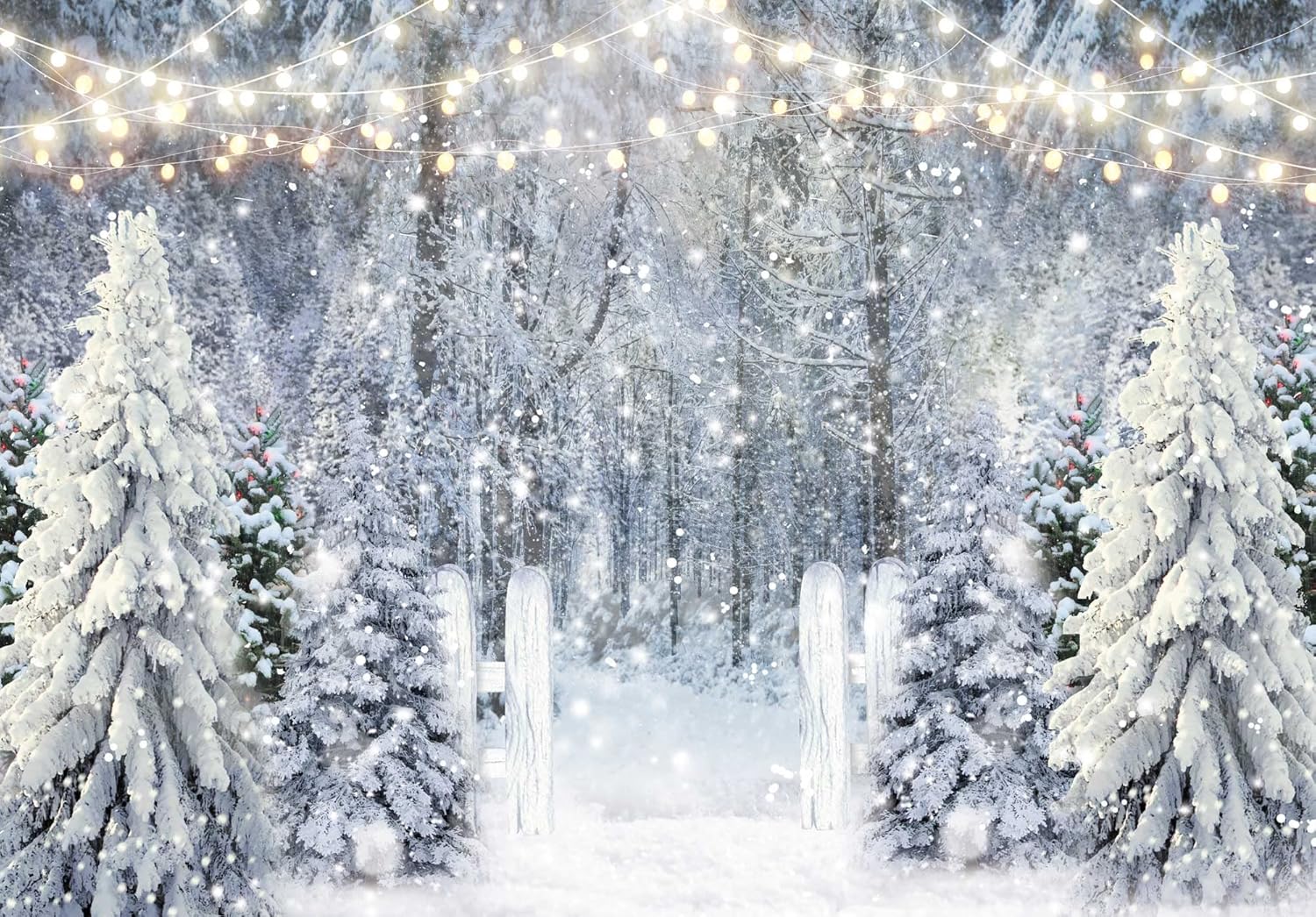Amazon.com : LIVUCEE 7x5ft Polyester Fabric Winter White Snowy Forest ...