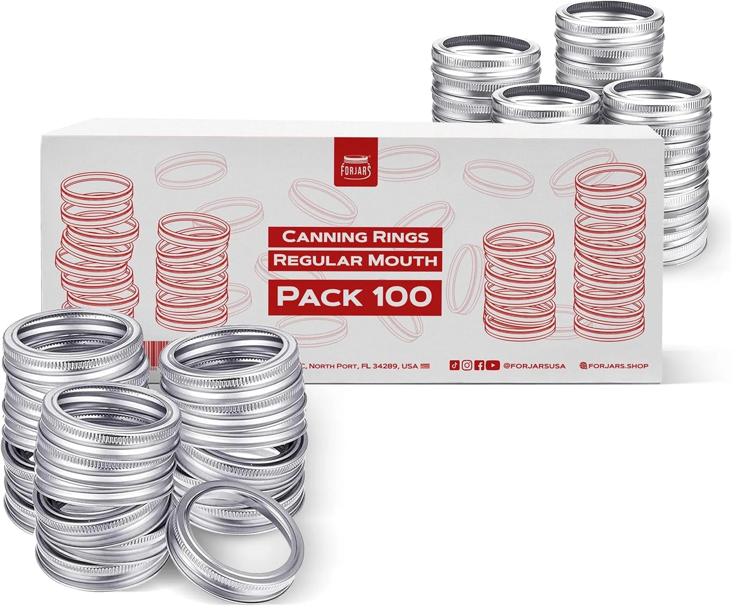 Amazon.com: FORJARS - 100 Regular Mouth. Canning Rings are made of ...