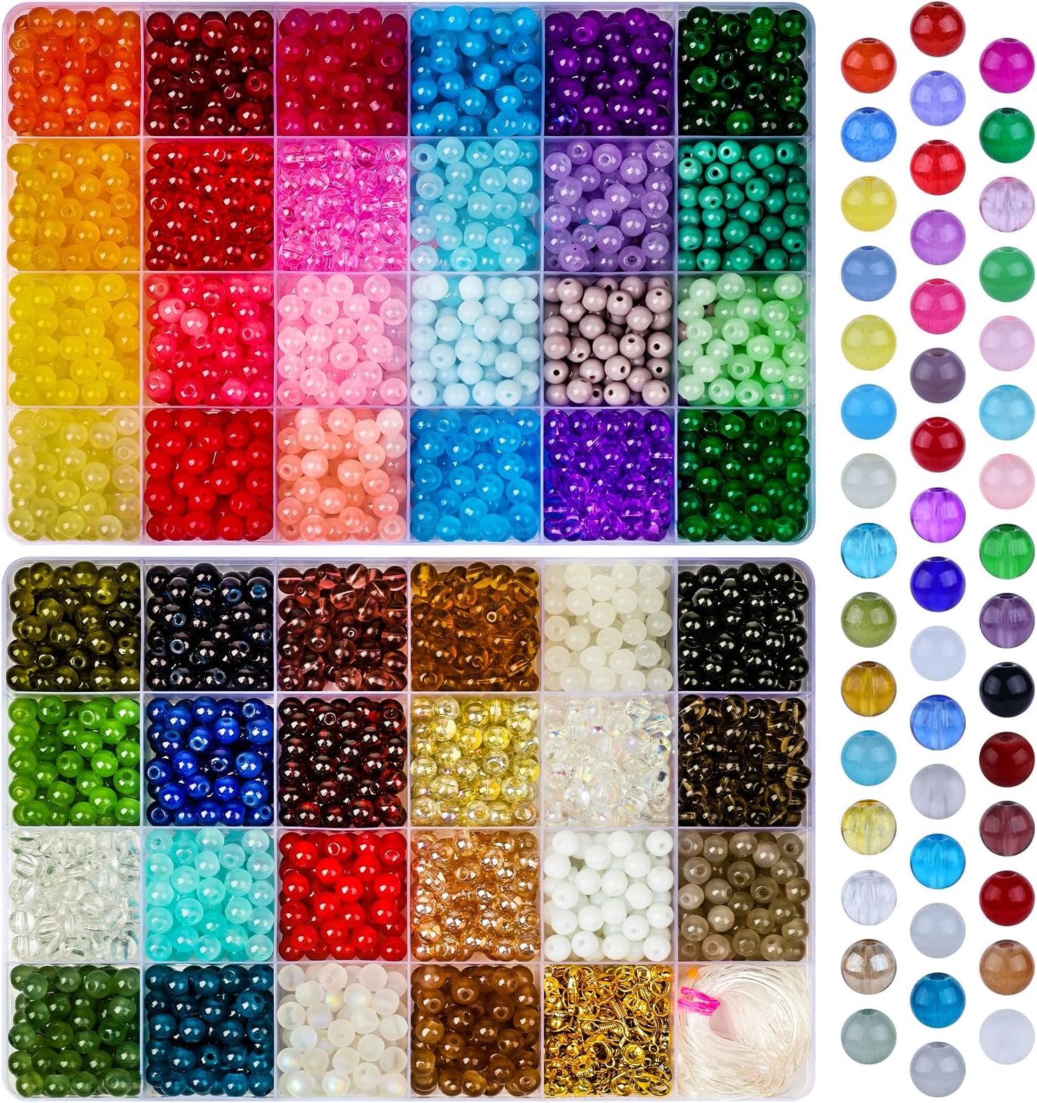 Amazon.com: 4000Pcs Pearl Beads Bracelet Making Kit, 56 Colors 6mm ...