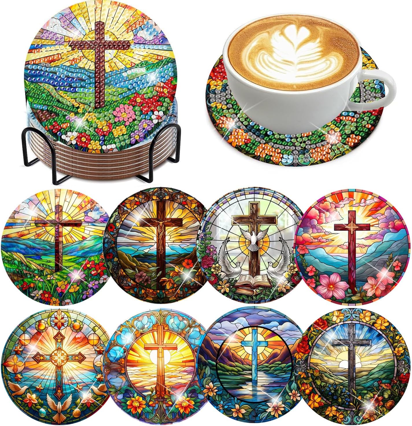 Amazon.com: mrpwnle 8 Pcs Diamond Painting Coasters Kits - 5D Diamond ...