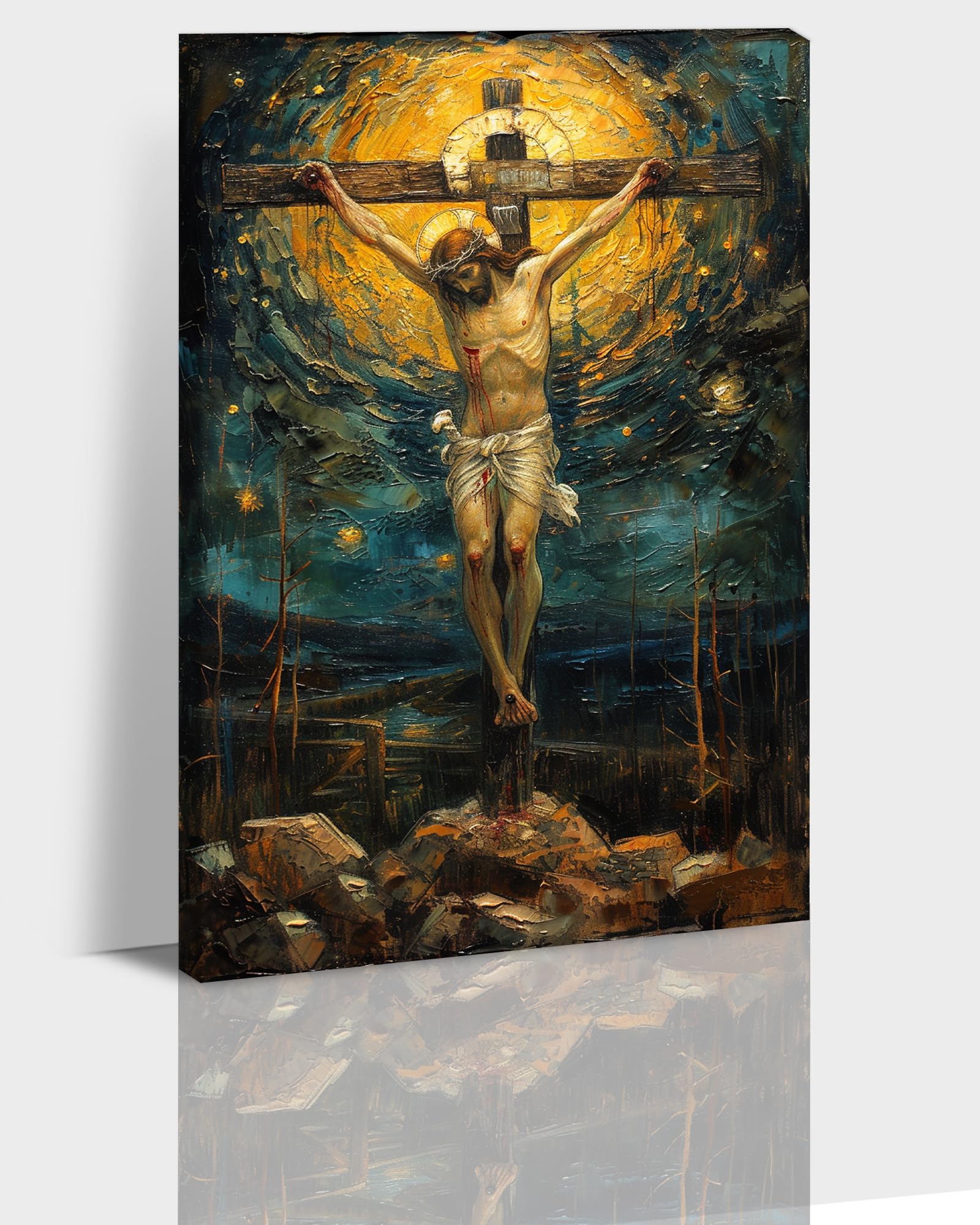 Amazon.com: Jesus Canvas Wall Art, Jesus Christ Crucified Cross ...