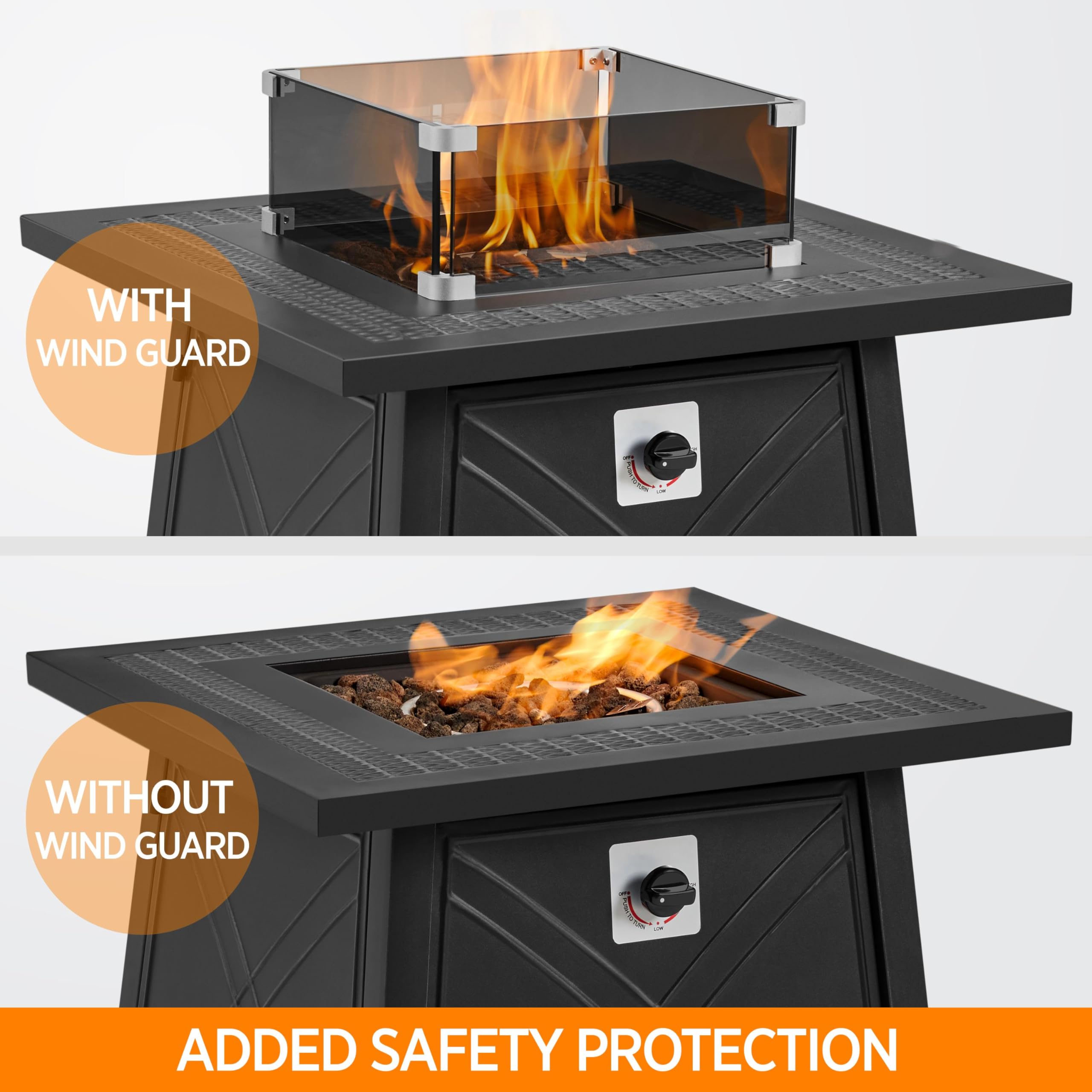 Snapklik.com : Yaheetech Fire Pit Wind Guard, Tempered Glass Wind ...