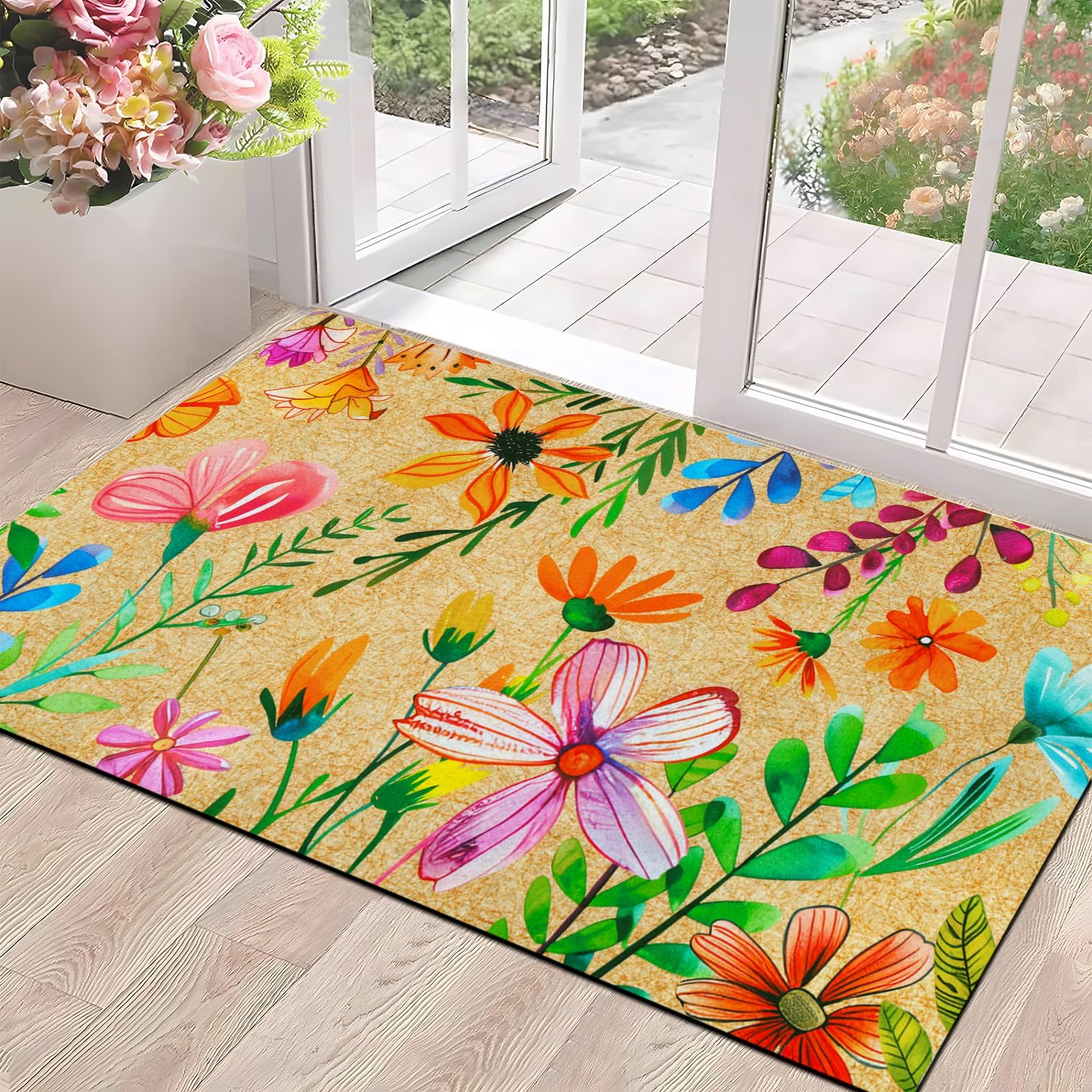 Amazon.com: Morigins Welcome Spring Flower Floral Door Mat Indoor ...