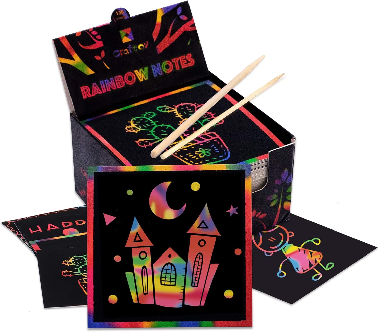 Buy Craftoy Scratch Art Notes Magic Scratch Note Off Paper Pads Cards ...