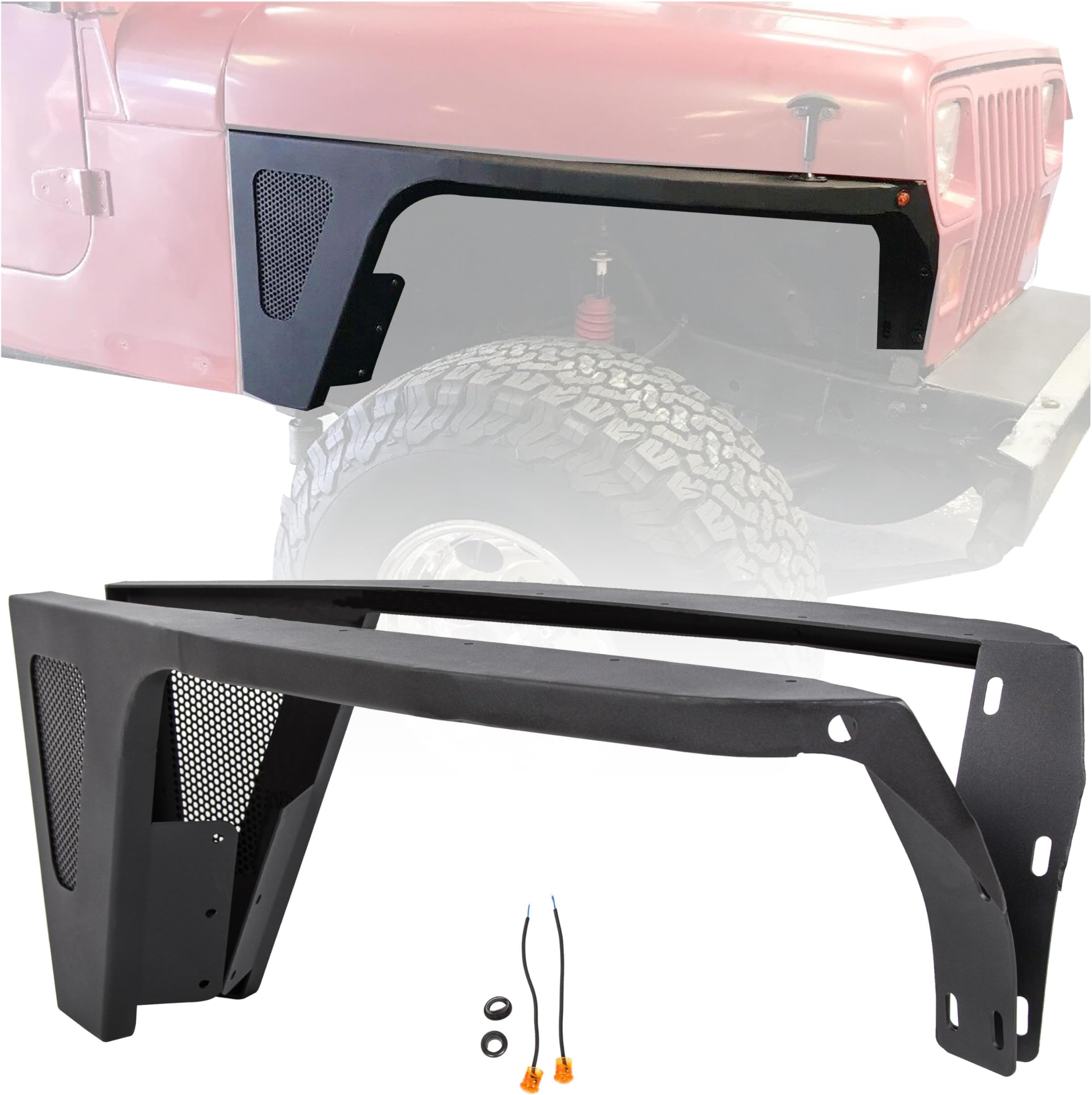 Amazon.com: KUAFU Front Fender Flare Compatible with 1987-1996 Jeep ...