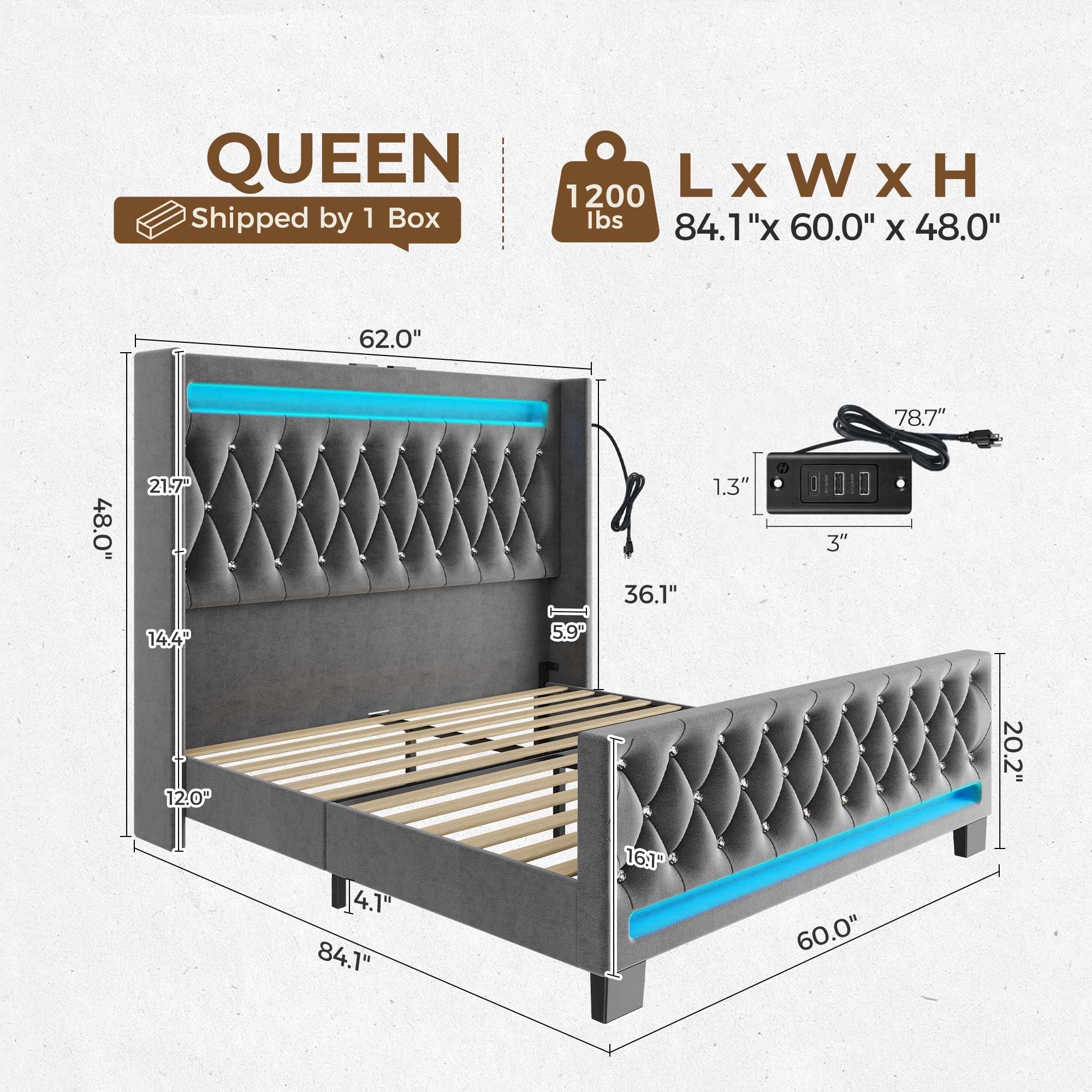 Snapklik.com : Rolanstar Queen Bed Frame