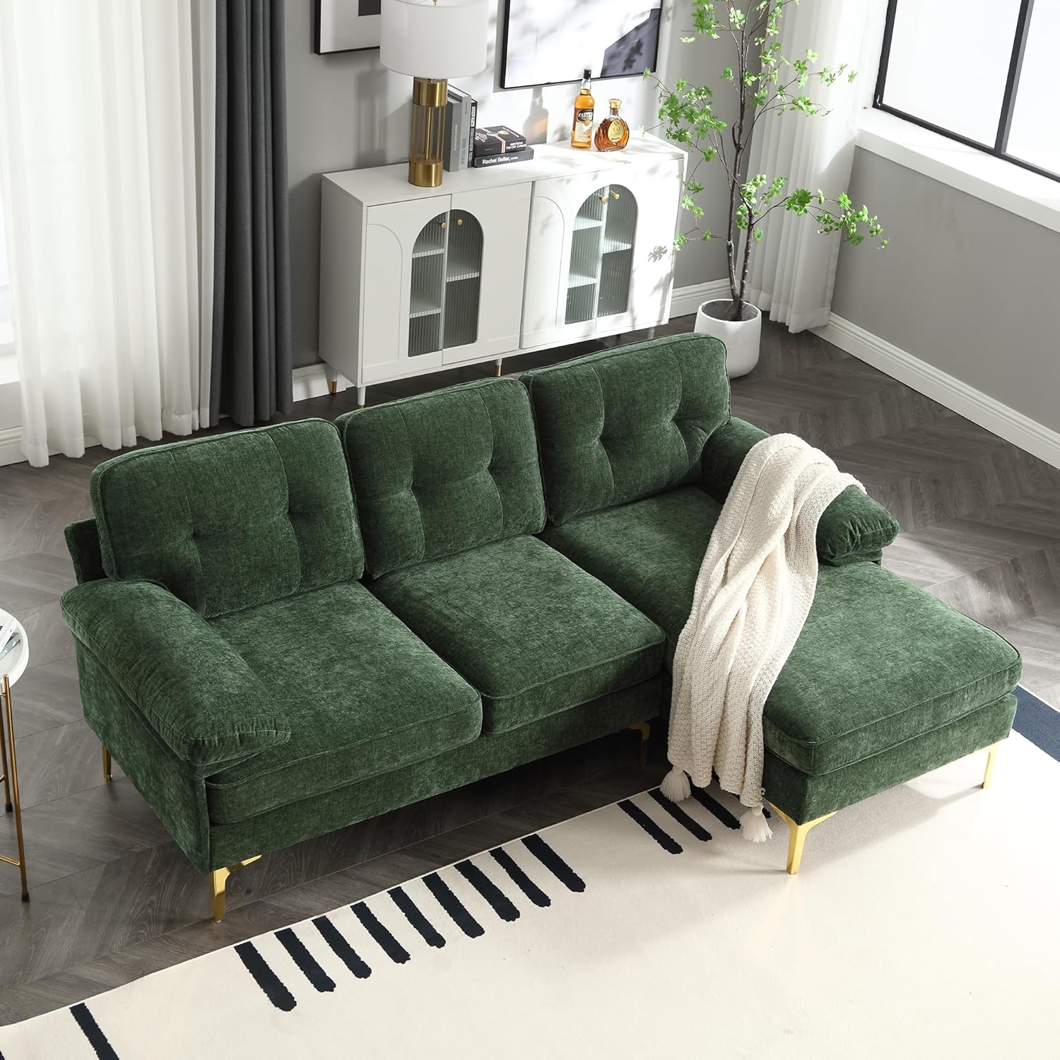 Amazon.com: 83" Small L Shaped Sofa Couch, Green Sectional Couches for ...