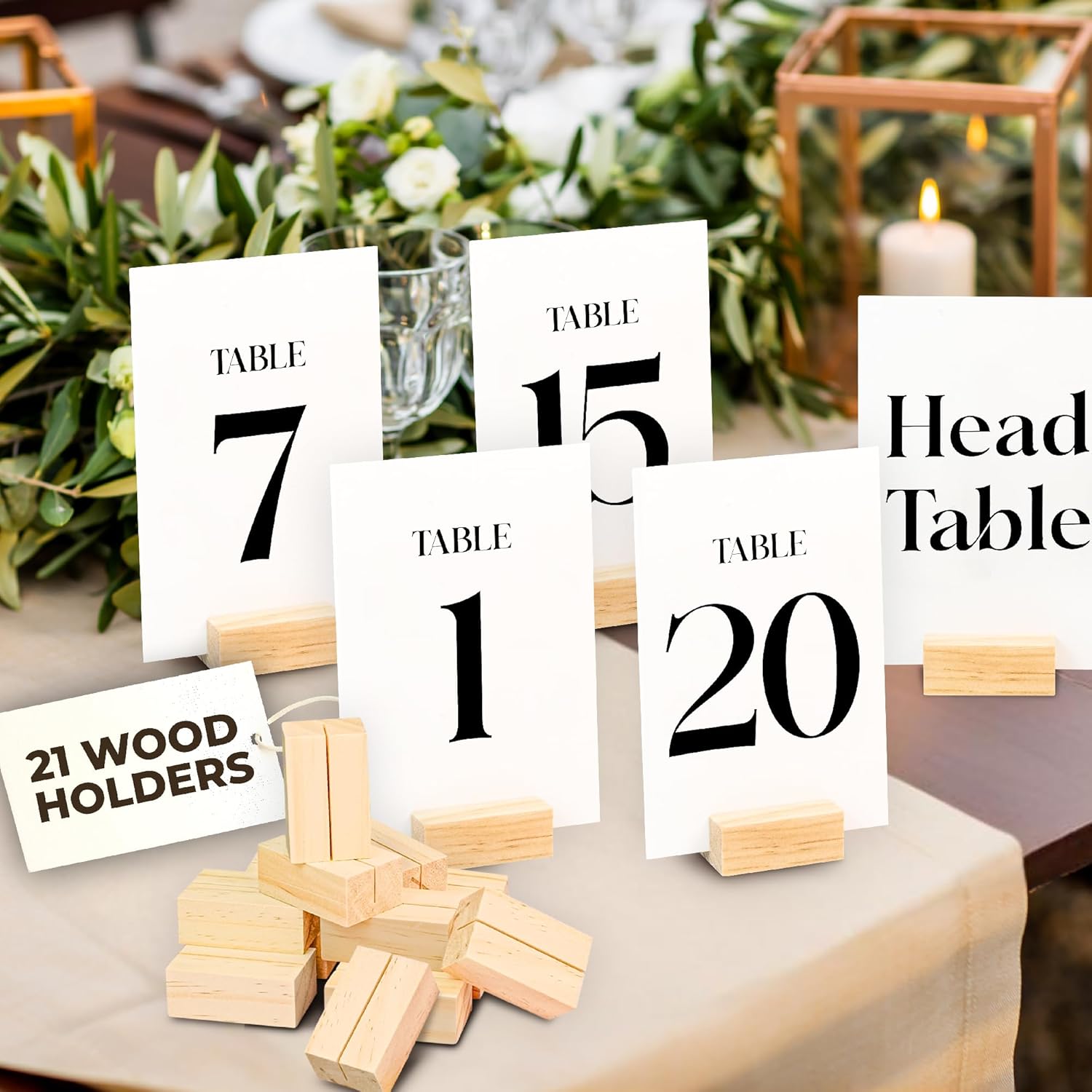 Amazon.com: Woodamore Wedding Table Numbers 1-20 With Head Table Card ...