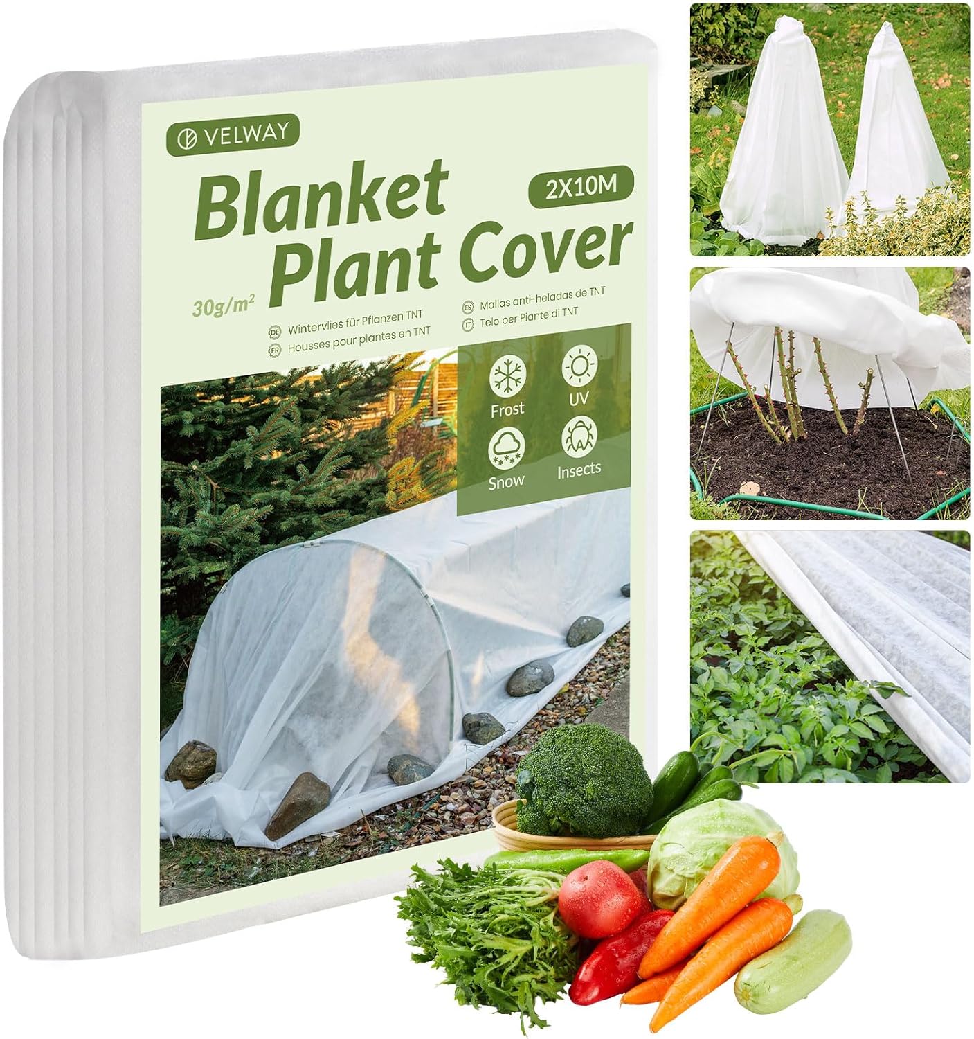 2x10m Plant Fleece Frost Protection - 30gsm Heavy Duty Plant Antifreeze ...