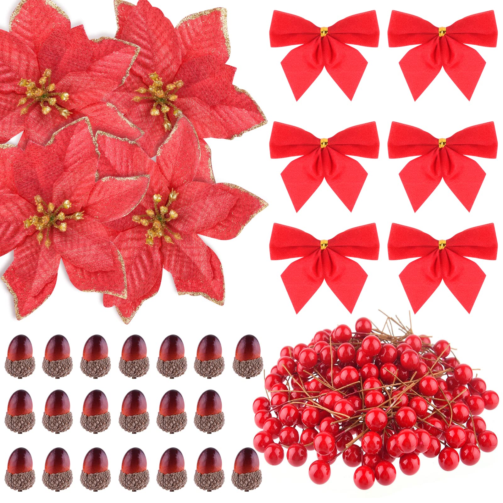 MIAHART 180 Pcs Christmas Wreath Accessories Decoration with Artificial ...