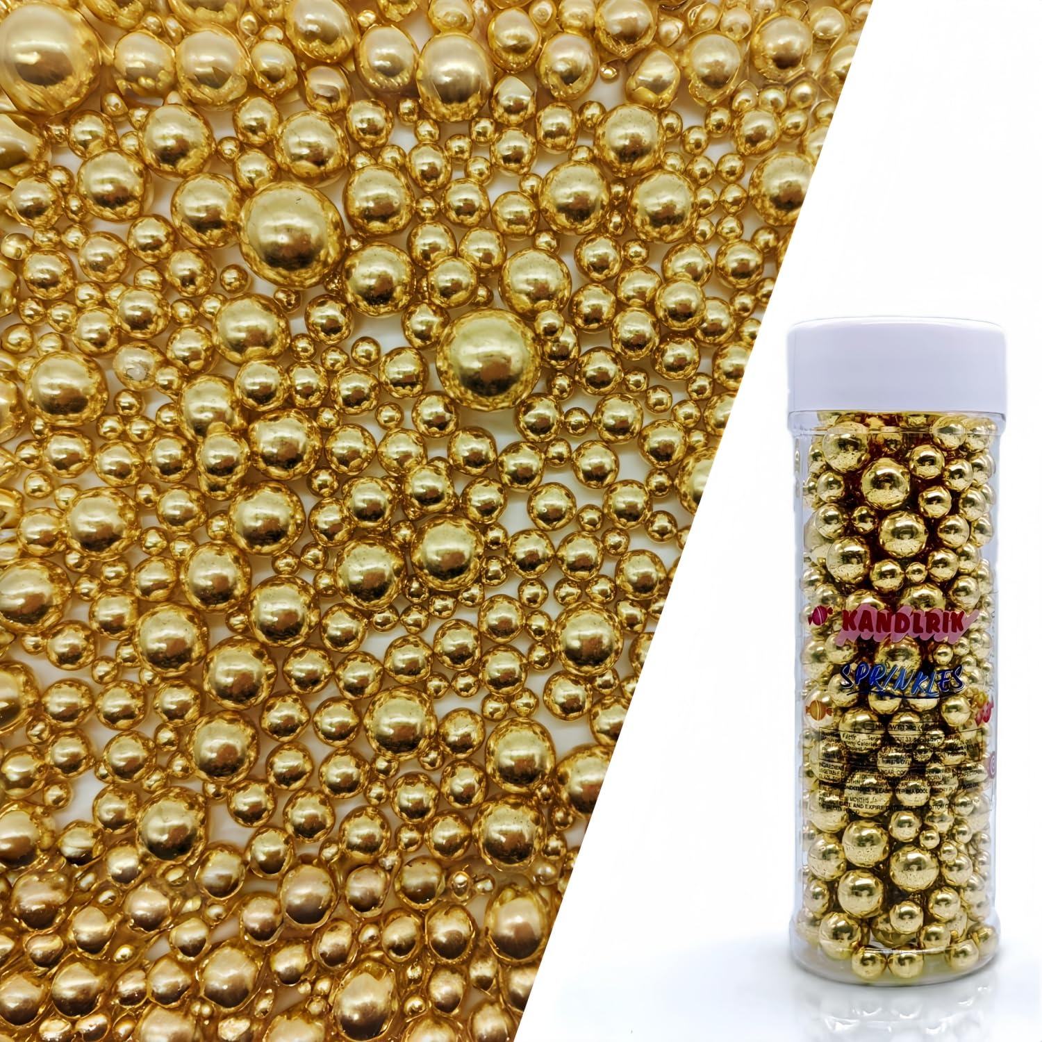 Amazon.com: Edible Super Gold Sugar Pearls Sprinkles Candy Mix Size ...