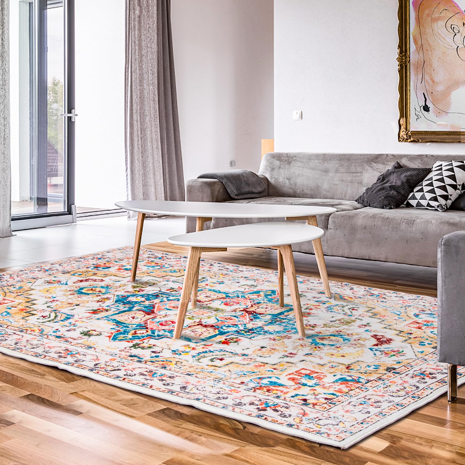 Amazon.com: FWLAJYMIR Machine Washable Fireproof Non Slip Boho Area ...