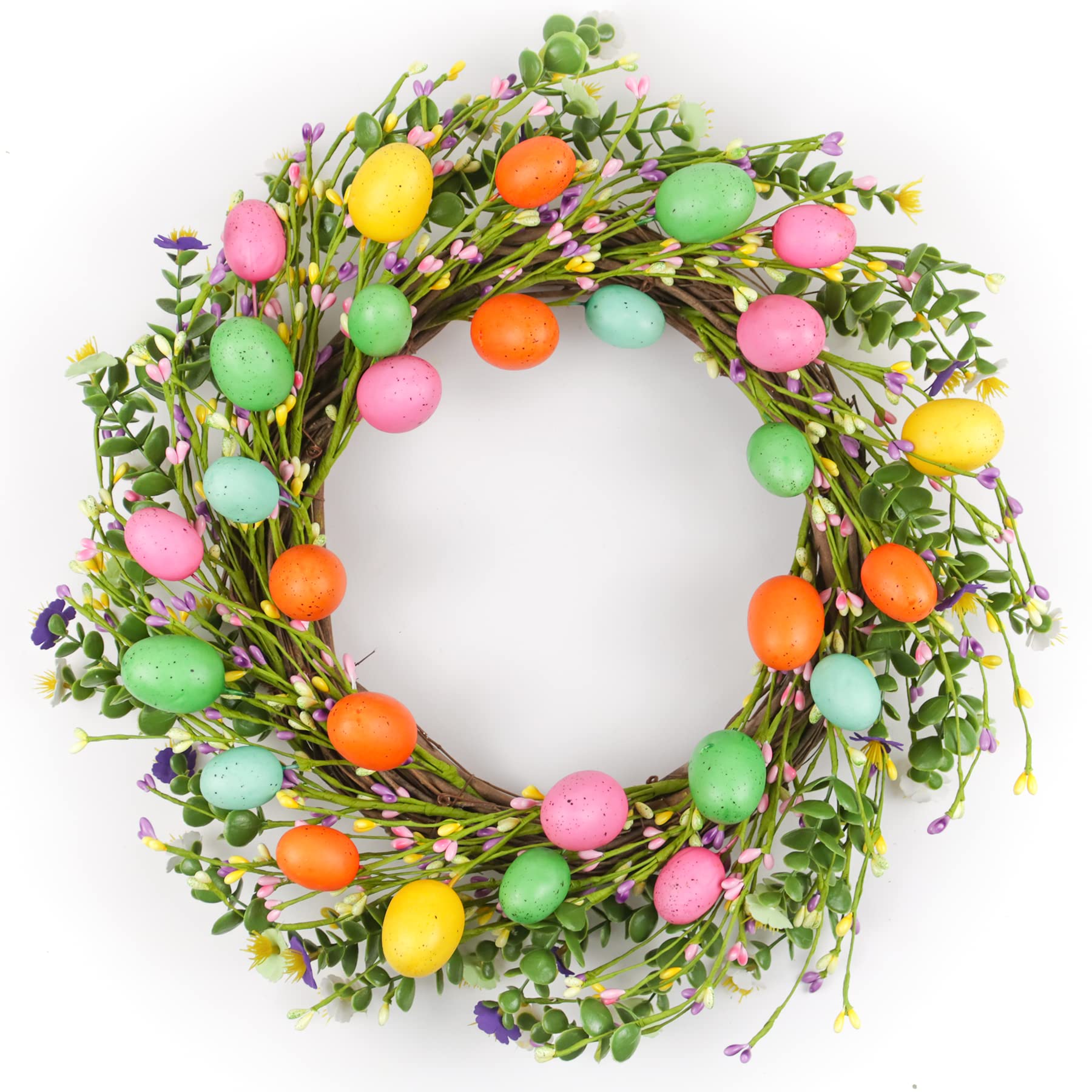 Amazon.com: Lotus Hills Easter Wreath, 20" Easter Colorful Eggs and ...