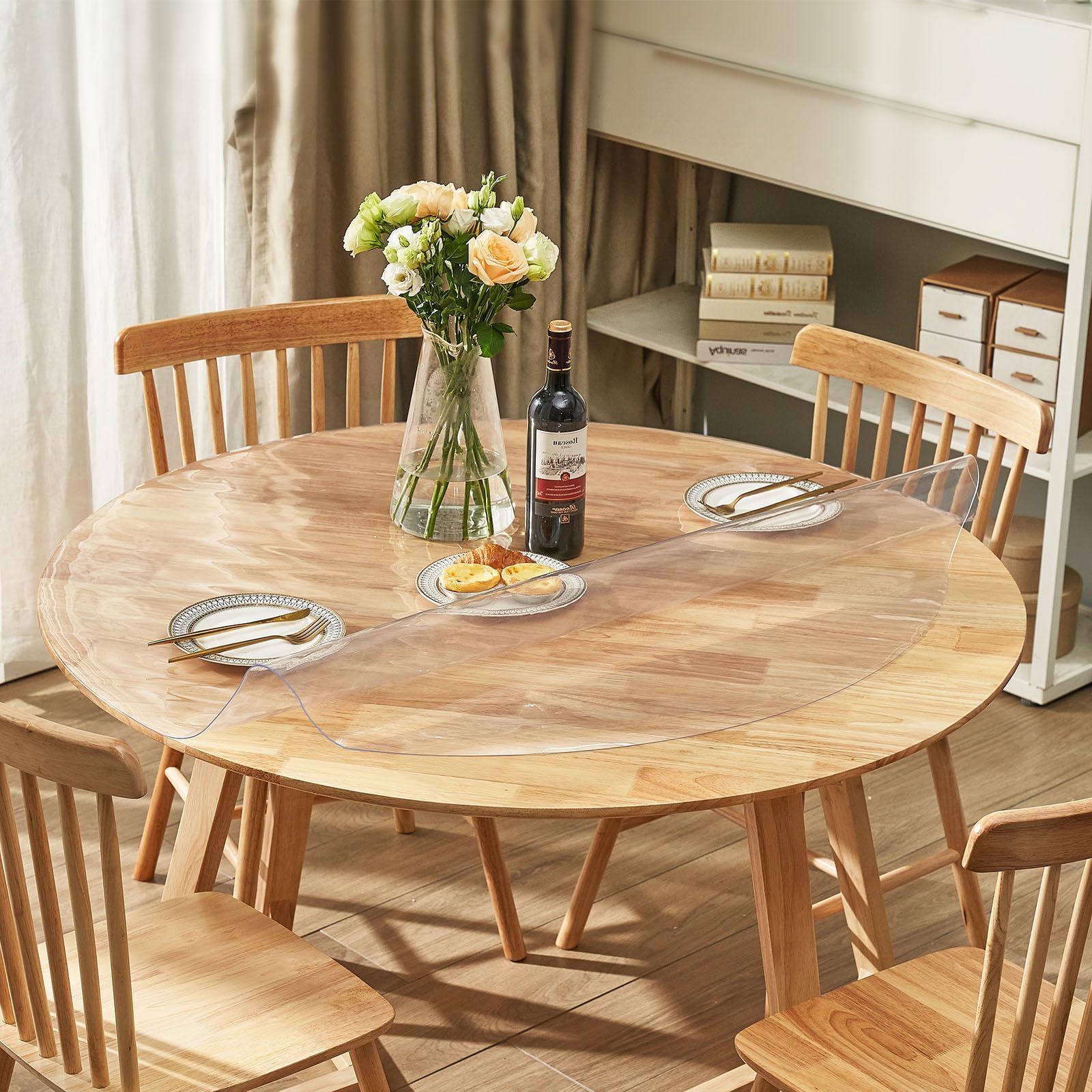 VEVOR Clear Table Cover Protector, 48 inch/1230 mm Round Table Cover, 1 ...