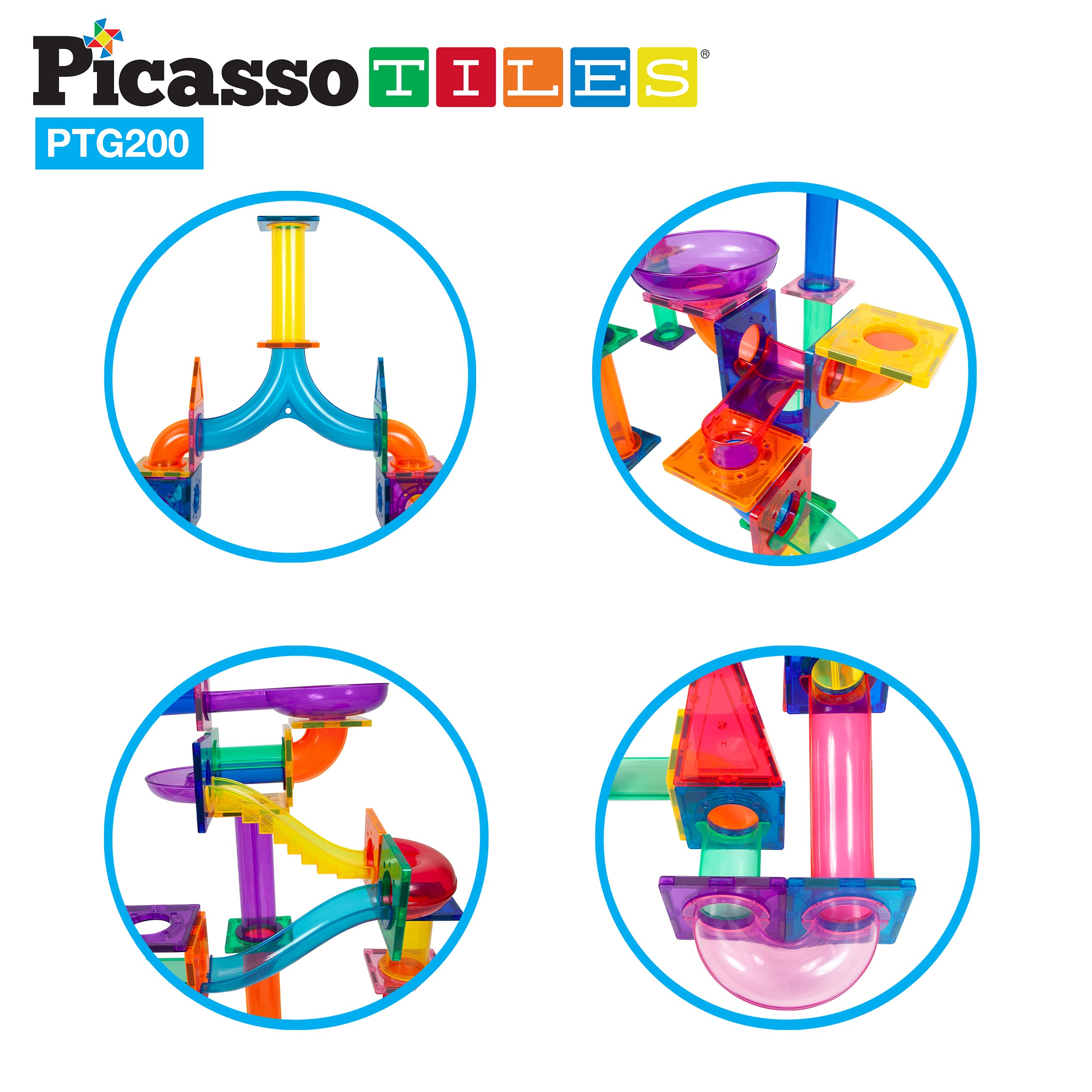 Snapklik.com : PicassoTiles 200pcs Marble Run Race Track Magnetic Tiles ...