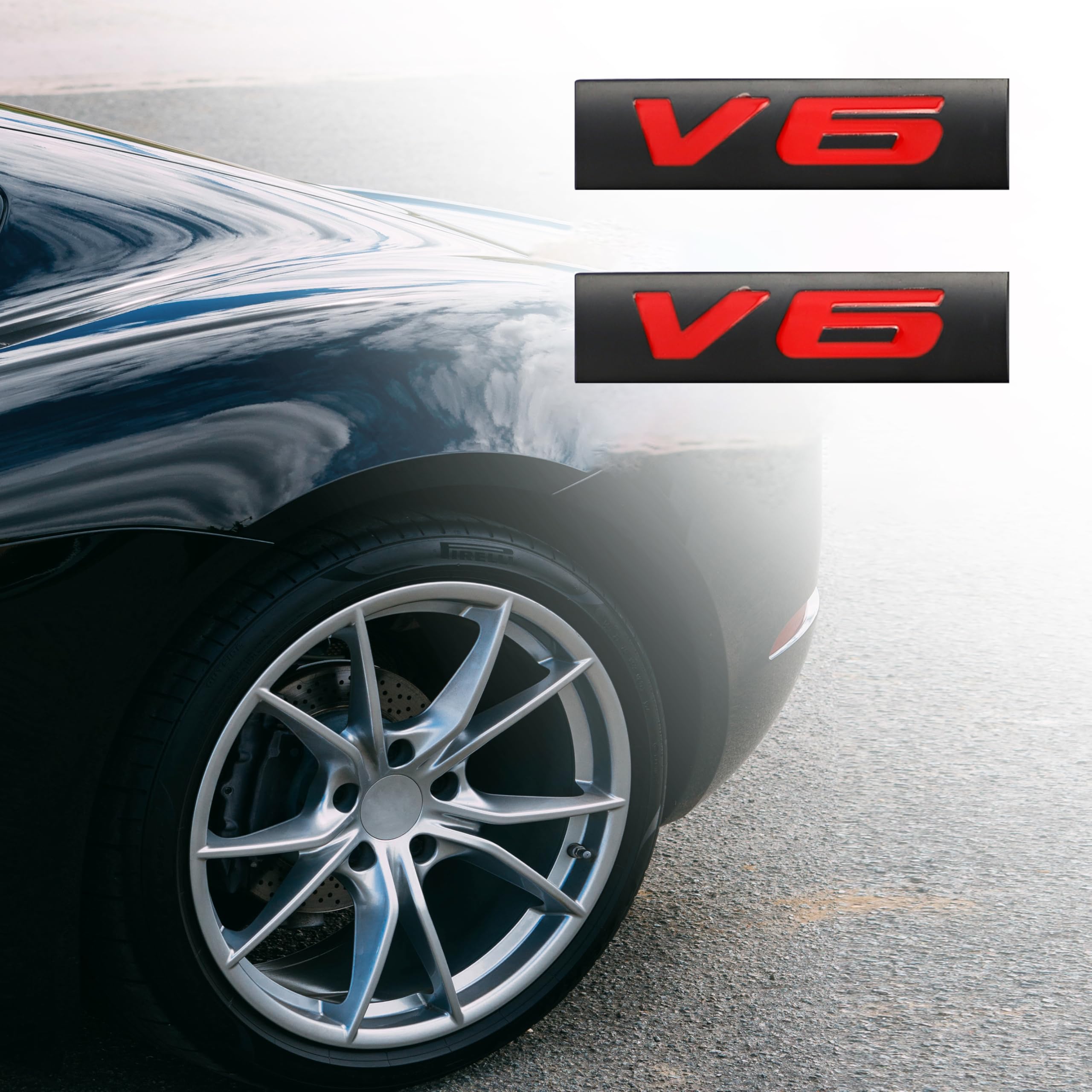 Snapklik.com : CARRUN 2 Pcs V6 Emblem 3D Metal Nameplate Badge Decal ...