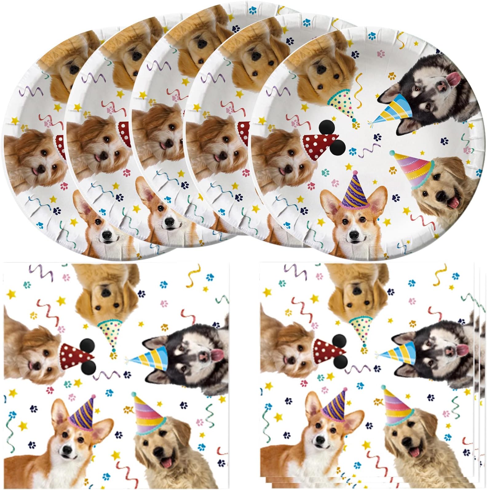 Amazon.com: PIXHOTUL 162Pcs Dog Party Supplies - Doggy Themed Tableware ...