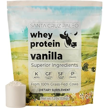 Amazon.com: Santa Cruz Paleo Whey Protein Powder, Vanilla, 20g Grass ...