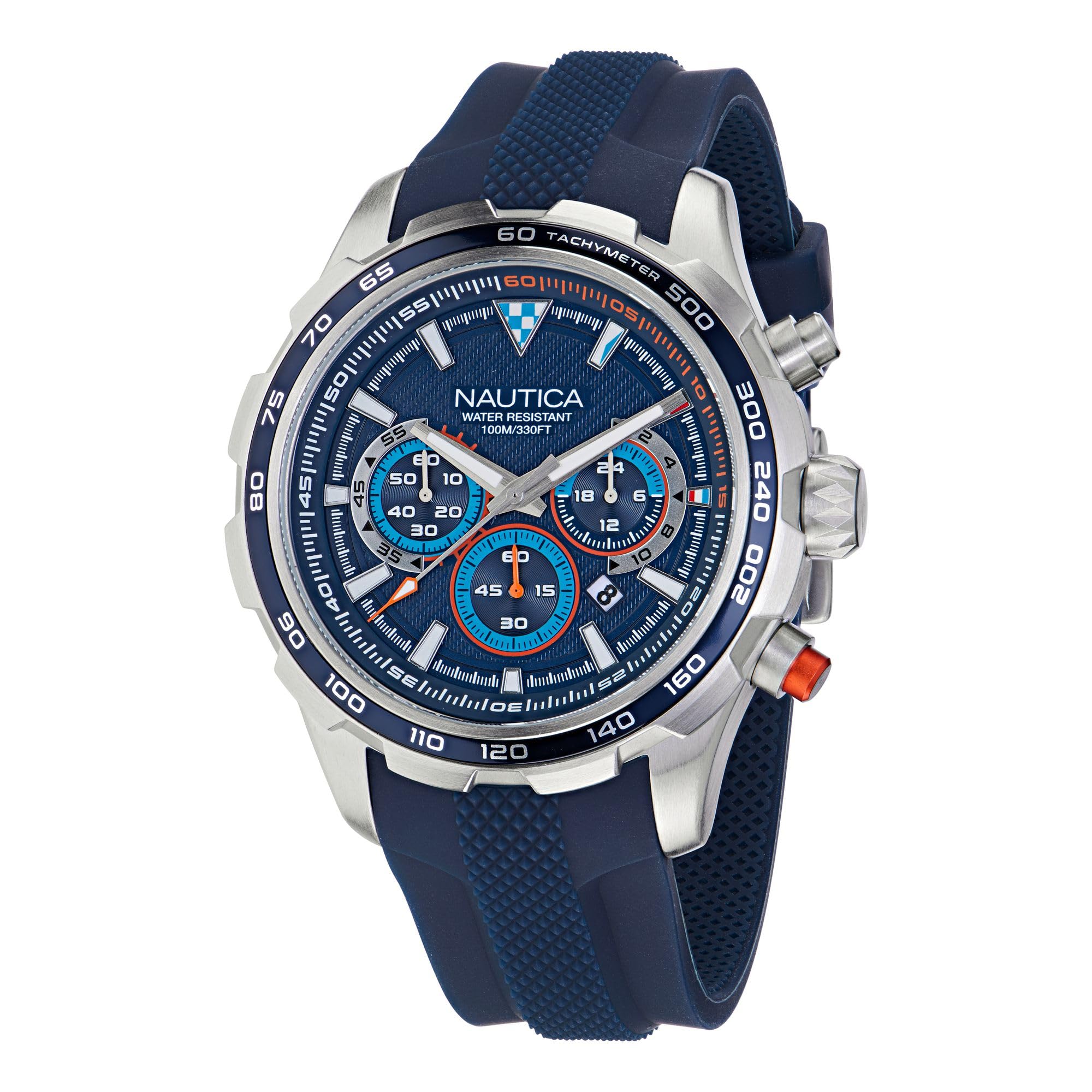 Amazon.com: Nautica Men's NAPNSF303 NST Chrono Blue Silicone Strap ...