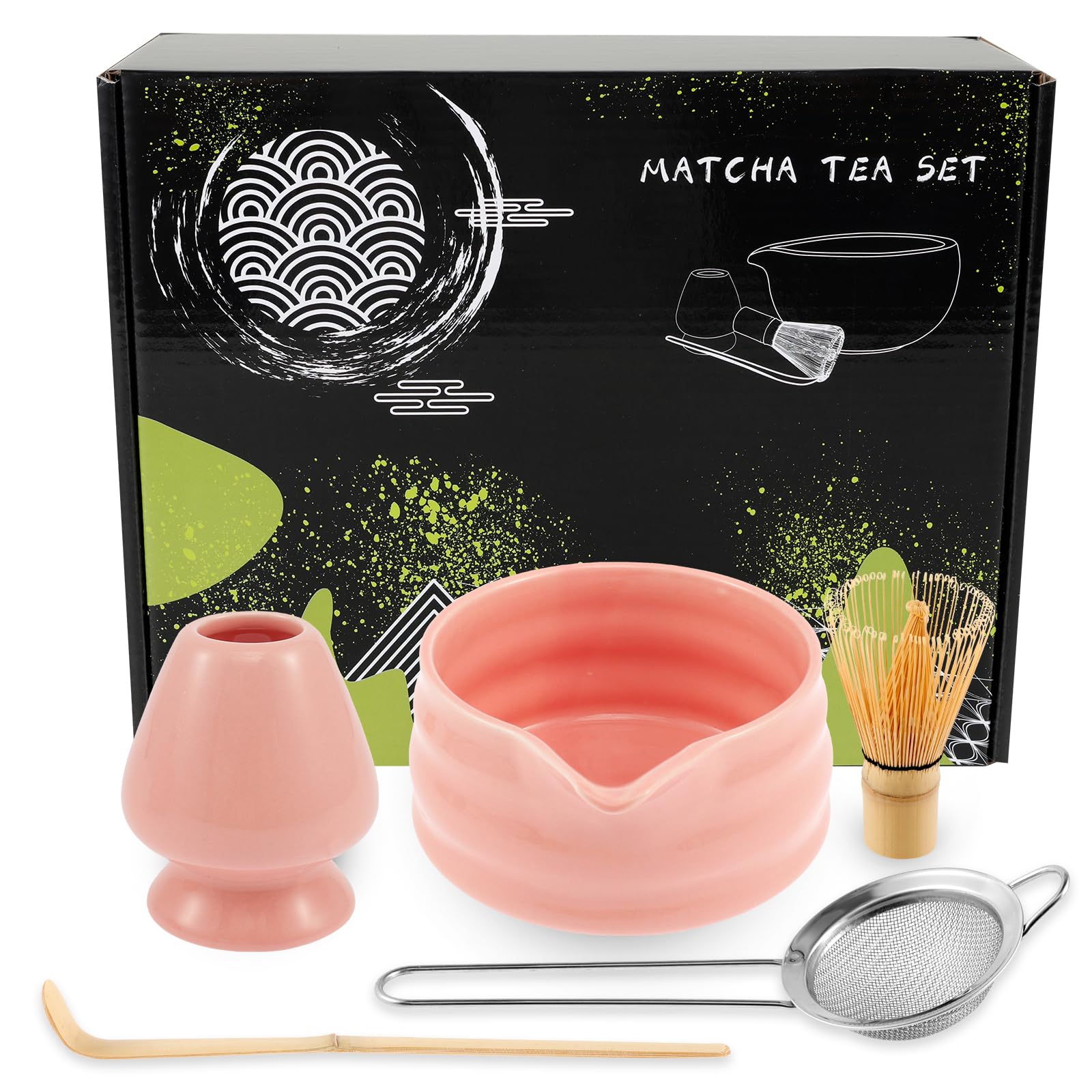 Matcha Bowl Set 6-Piece Ceramic Matcha Tea Set In Pink - Complete Kit ...