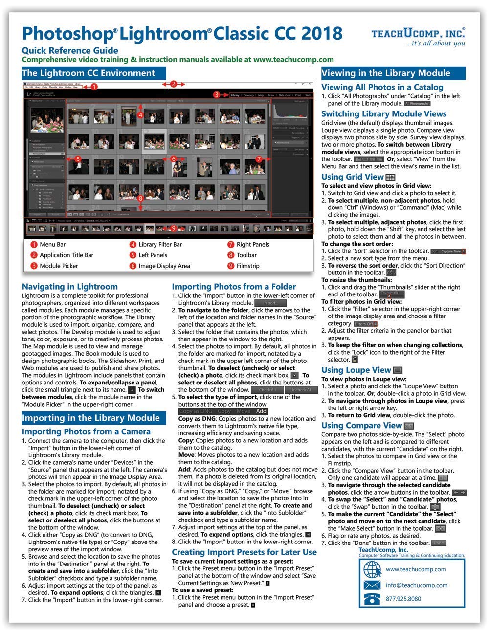 Adobe Photoshop Lightroom Classic CC 2018 Introductory Quick Reference Training Tutorial Guide ...
