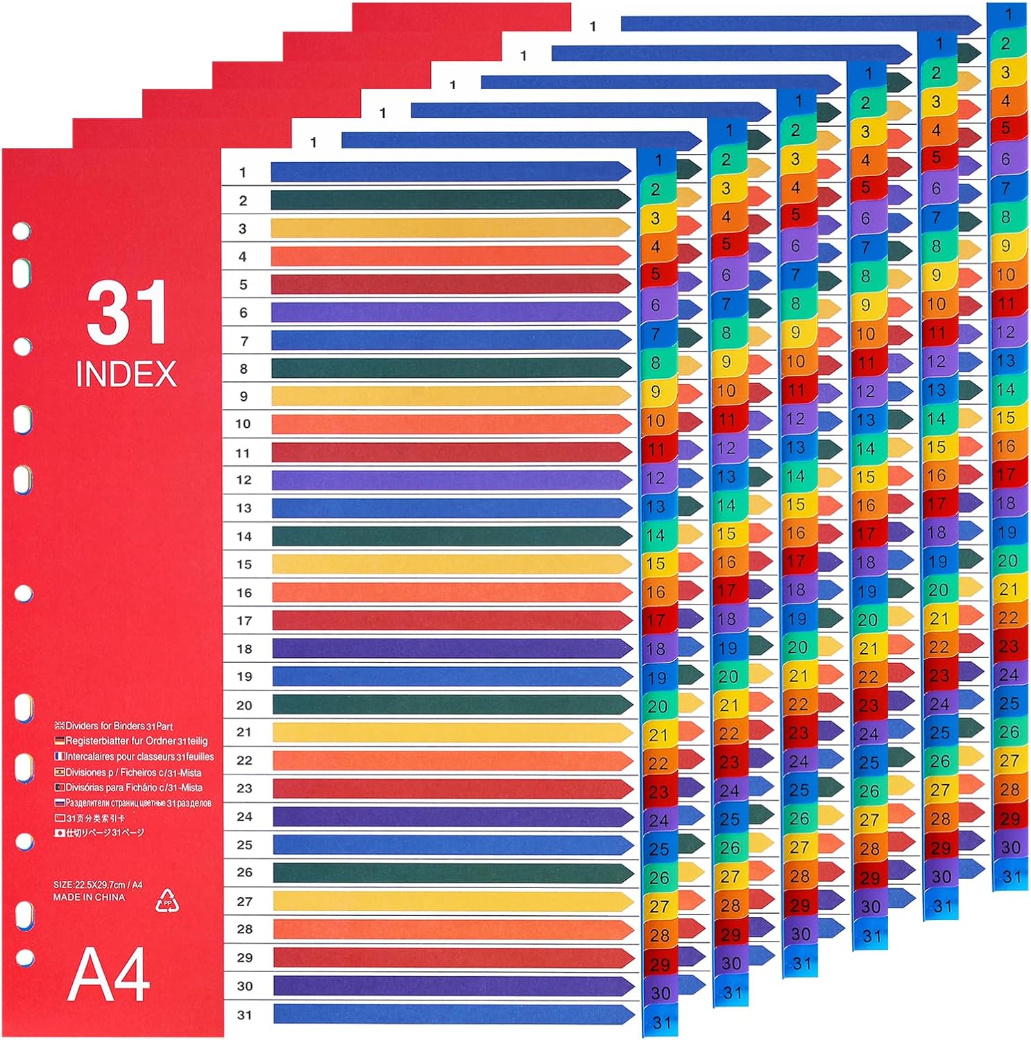 Hotyin File Dividers A4, 31 Part Folder Dividers, 6 Pack Plastic Binder ...