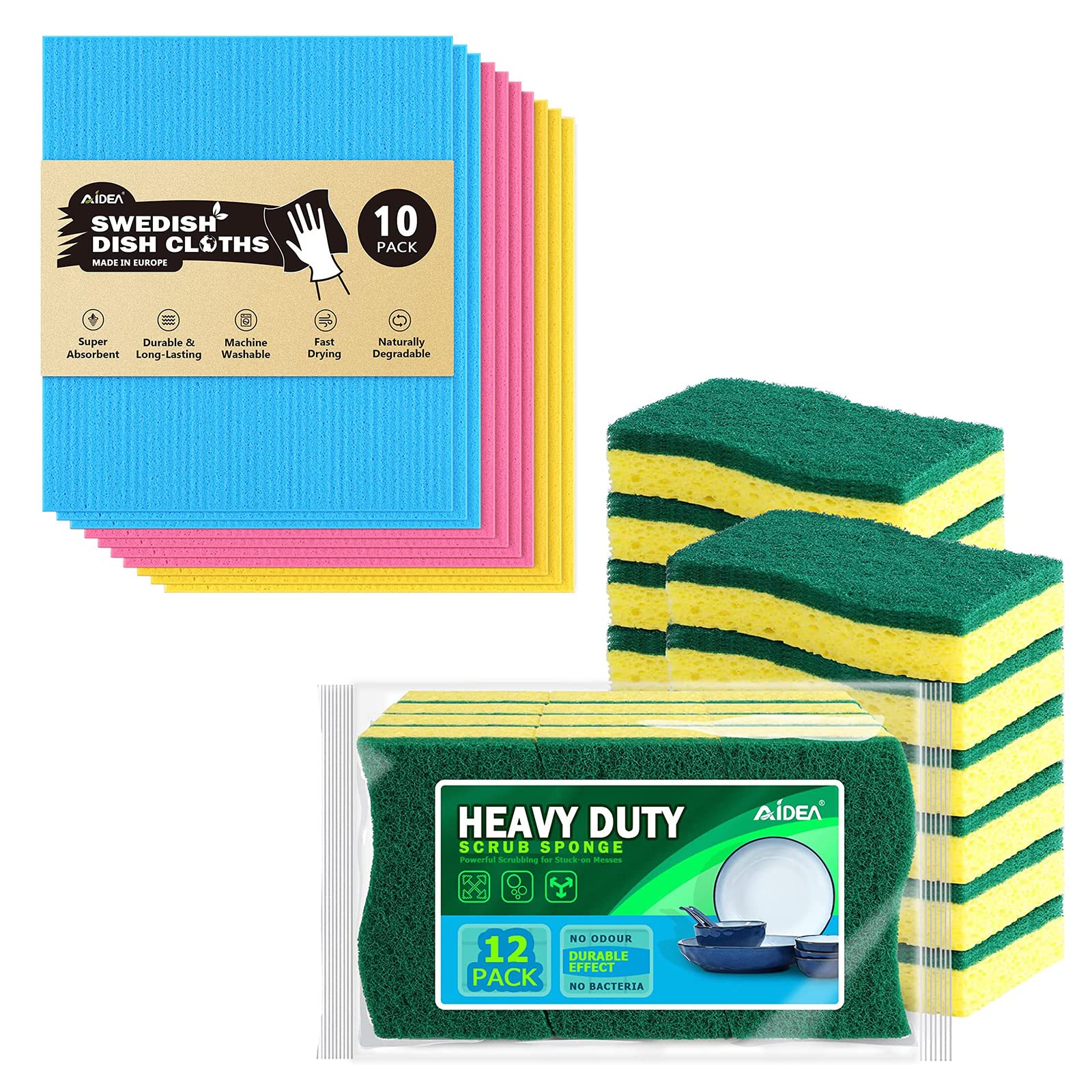 Amazon.com: AIDEA Heavy Duty Scrub Sponge-24Count, Sponges for Dishes ...