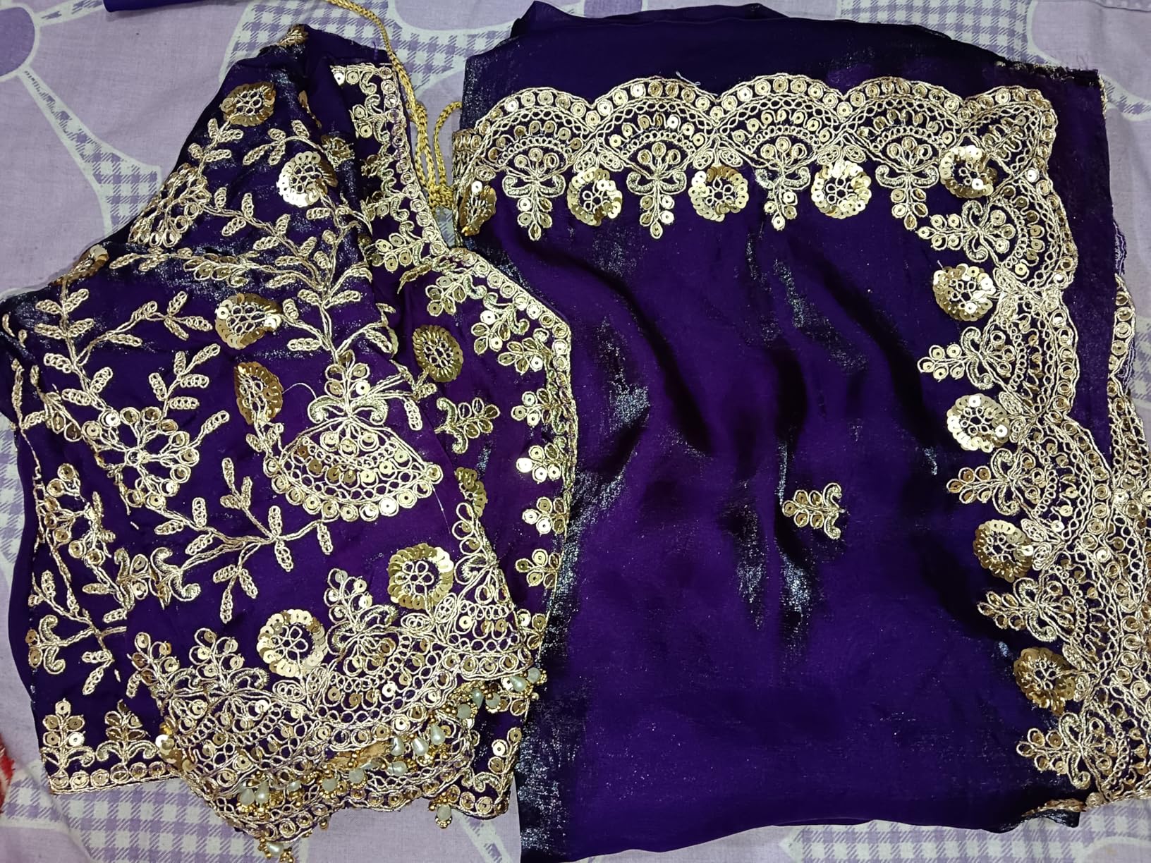 RANGOLI ART Womens And Girls Heavy Rangoli Silk Fabric Purple Colours ...